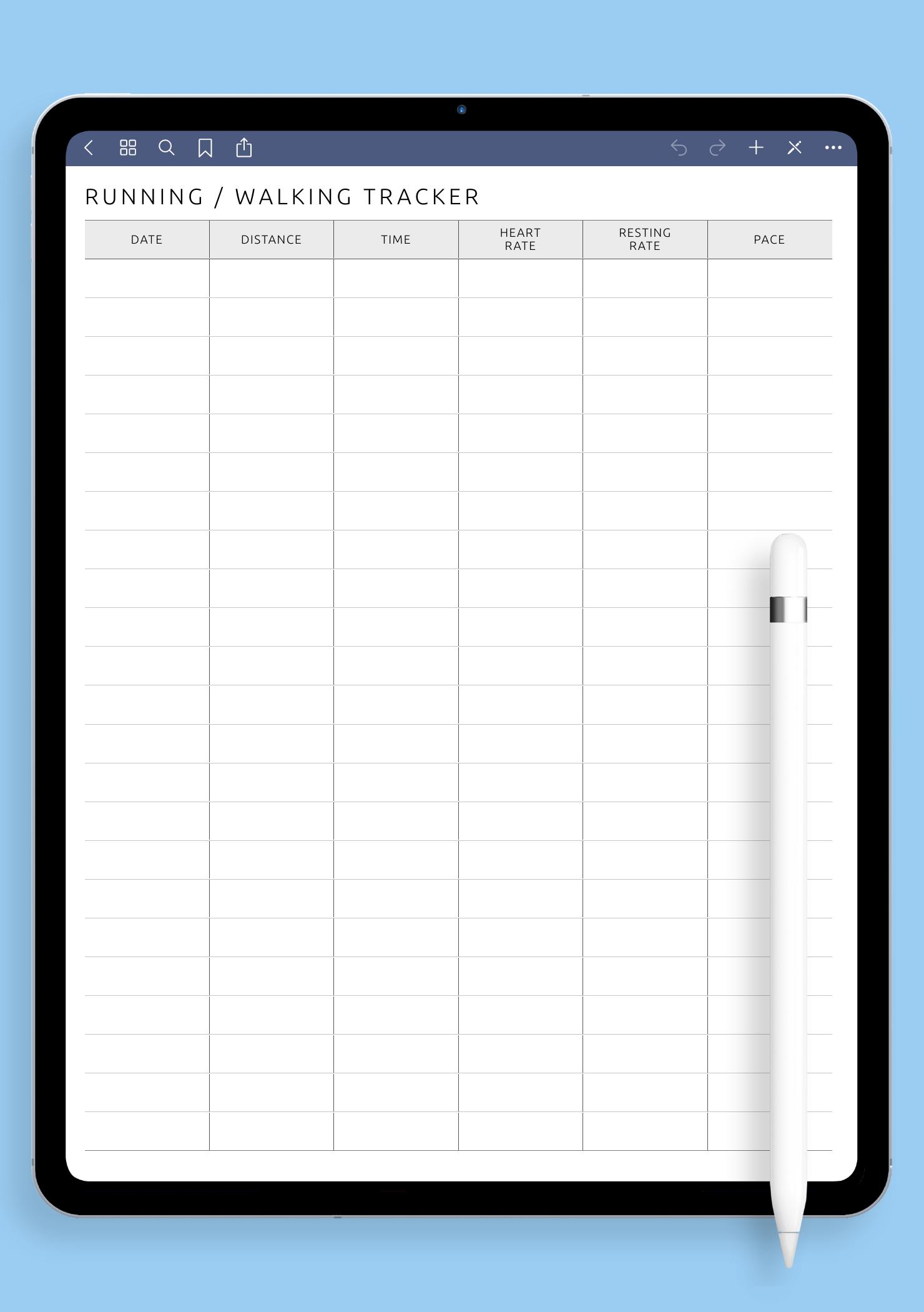 Download Printable Simple Running and Walking Tracker Template PDF