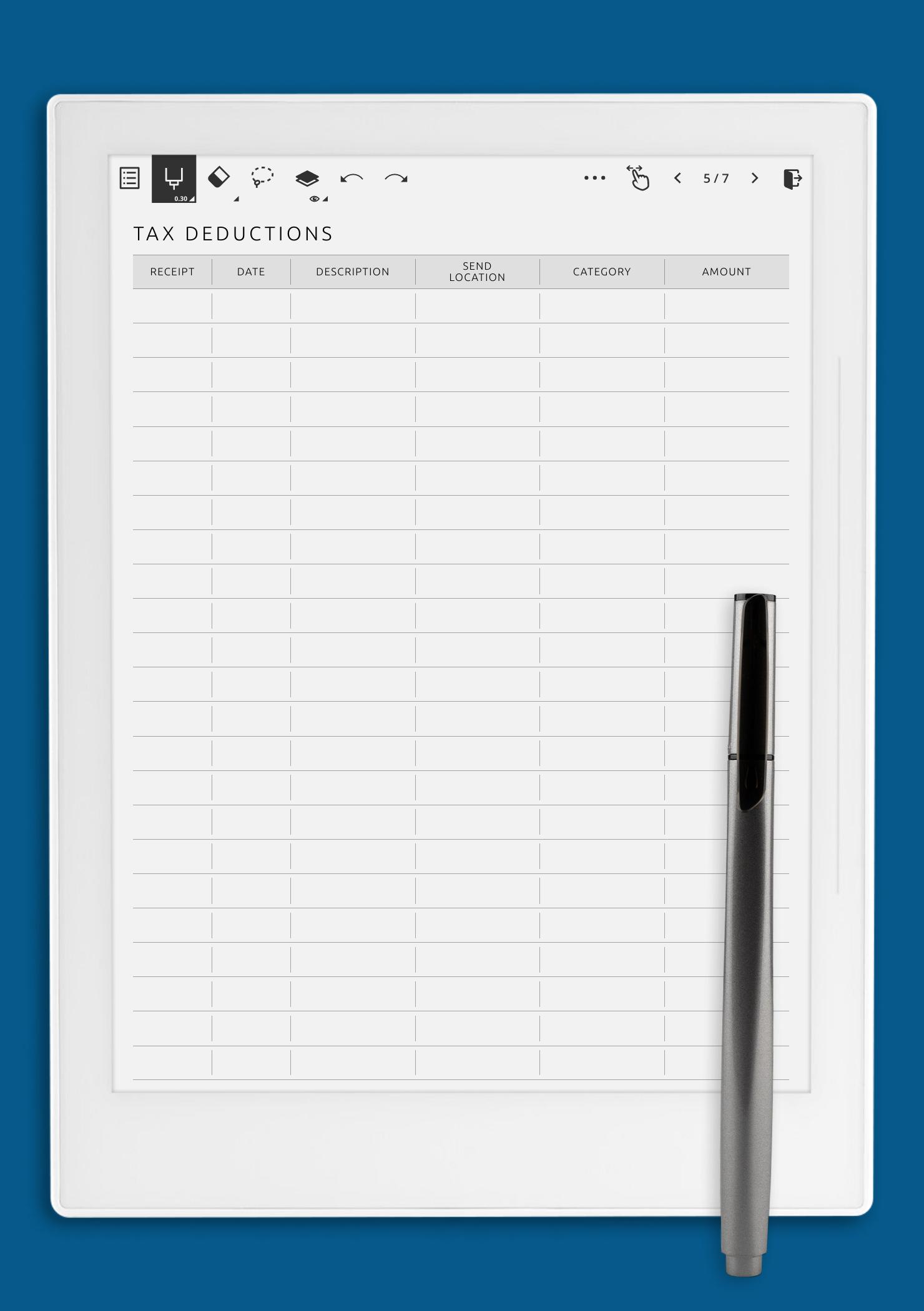 Download Printable Simple Tax Deductions Tracker Template PDF