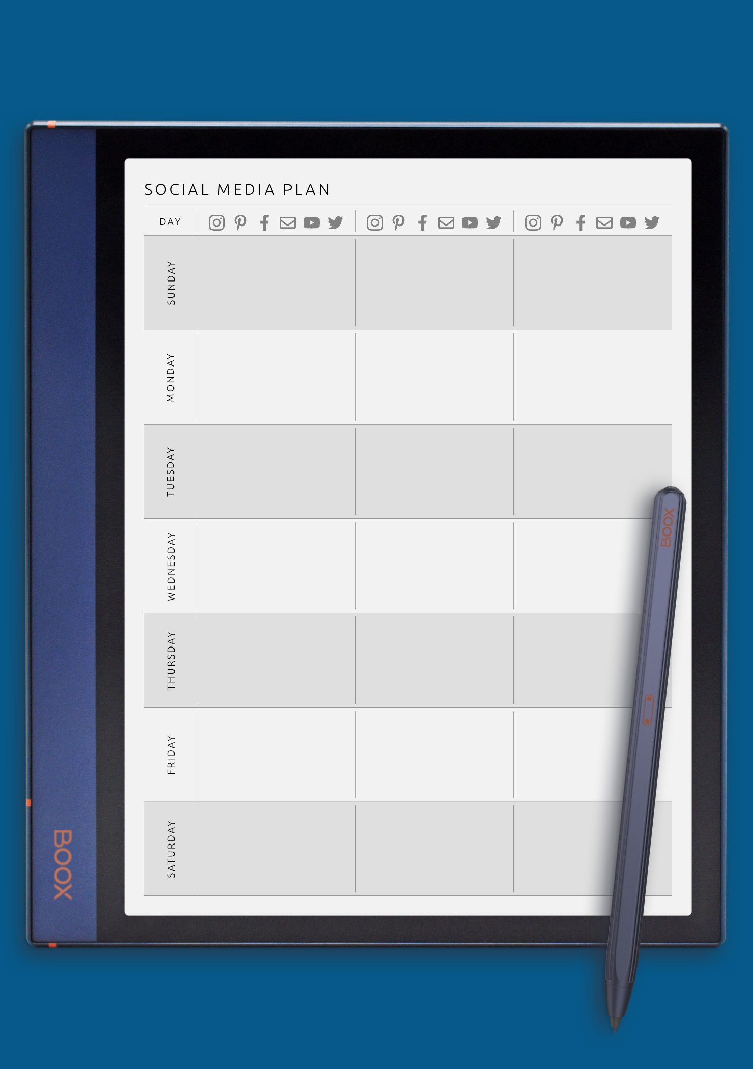 Download Printable Social Media Plan Template PDF