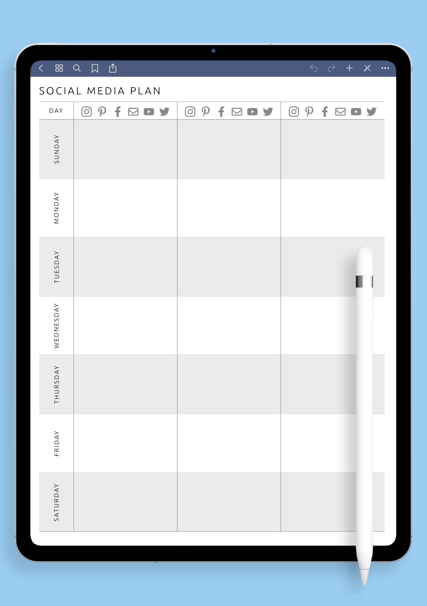 Download Printable Social Media Plan Template PDF