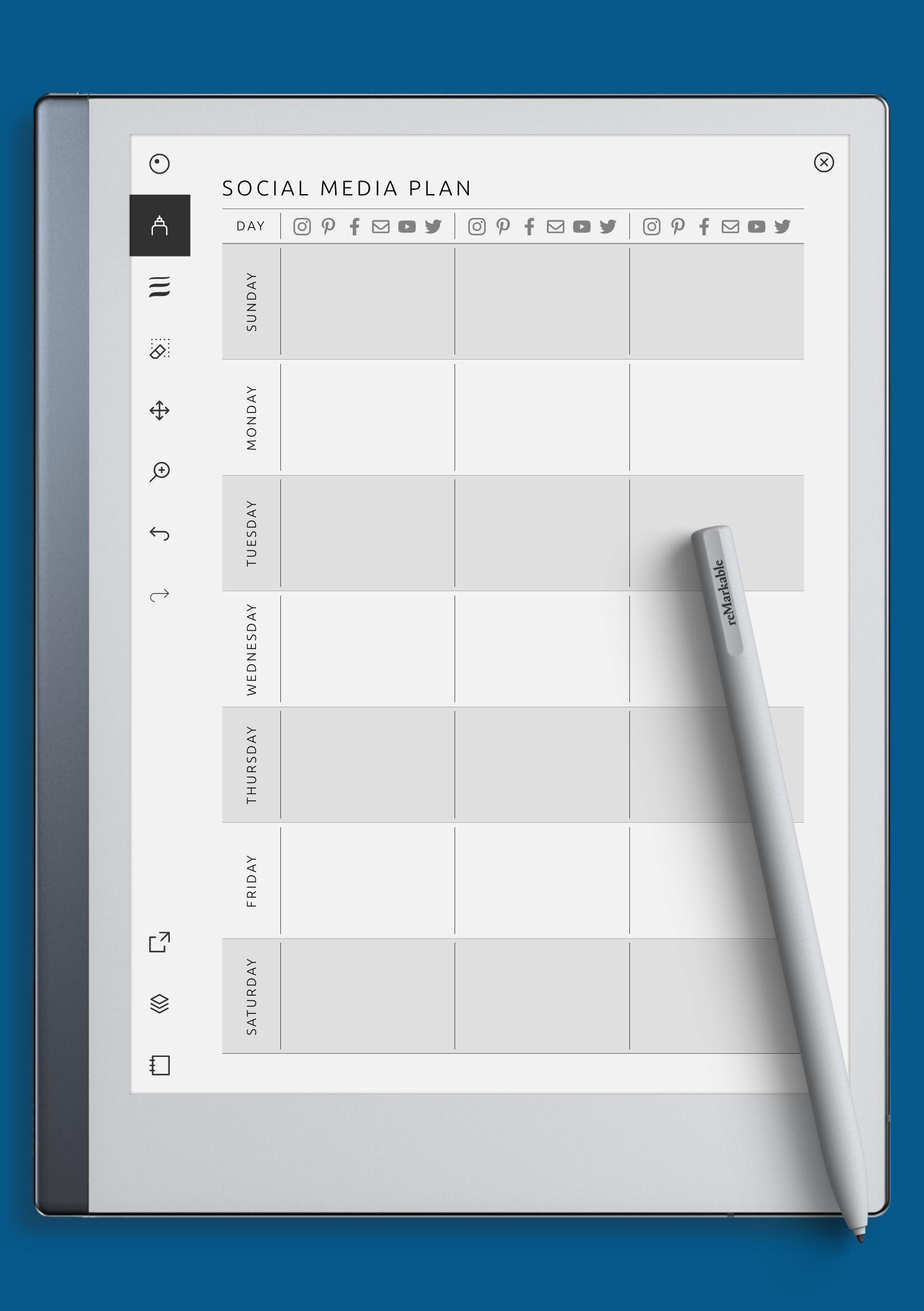 Download Printable Social Media Plan Template PDF