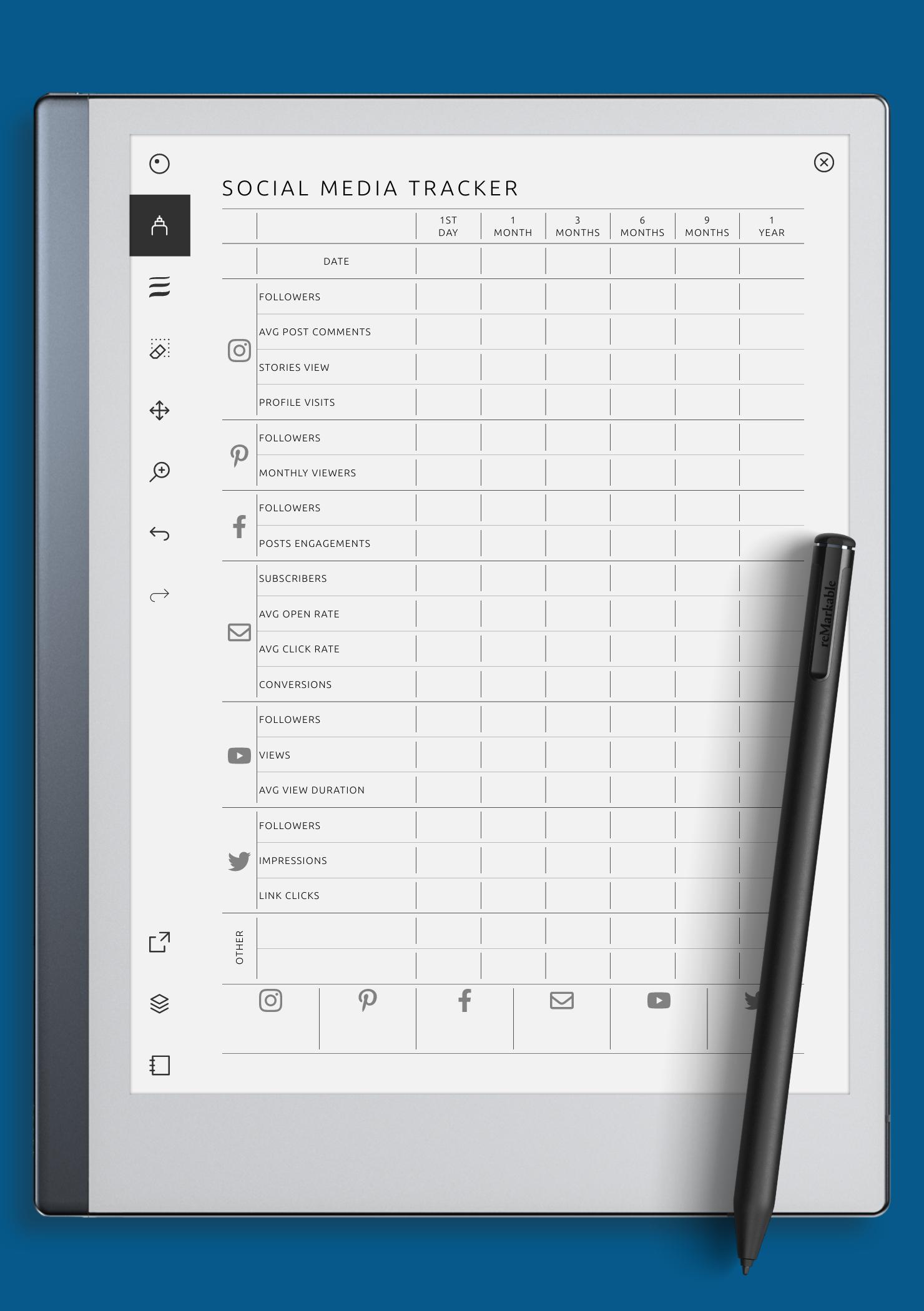 Download Printable Social Media Tracker PDF