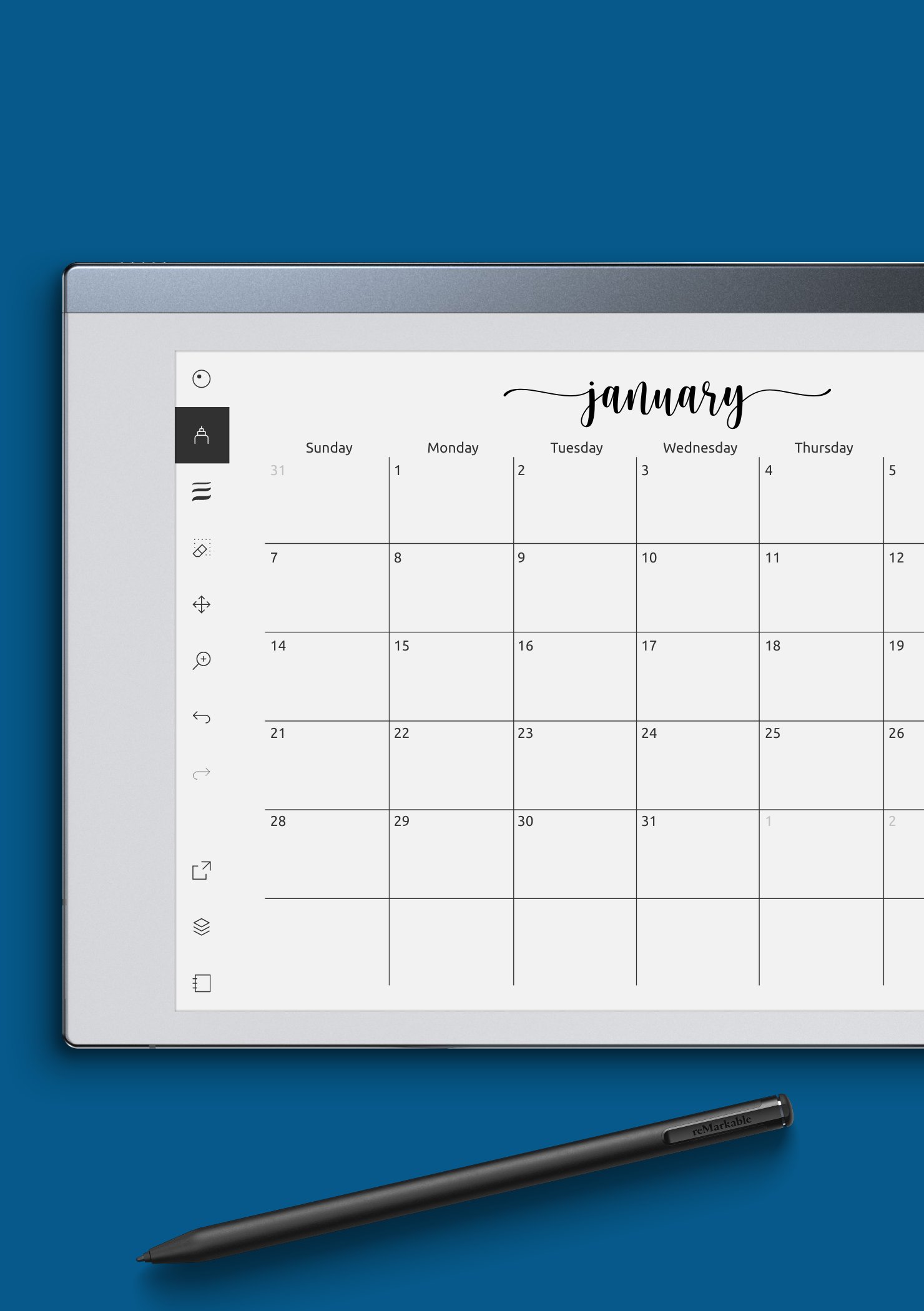 Download Printable Spacious Monthly Calendar Grid PDF