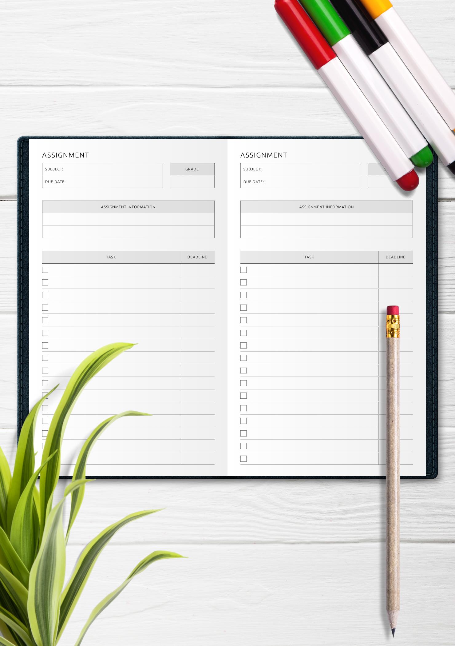 Download Printable Student Assignment Tracker PDF