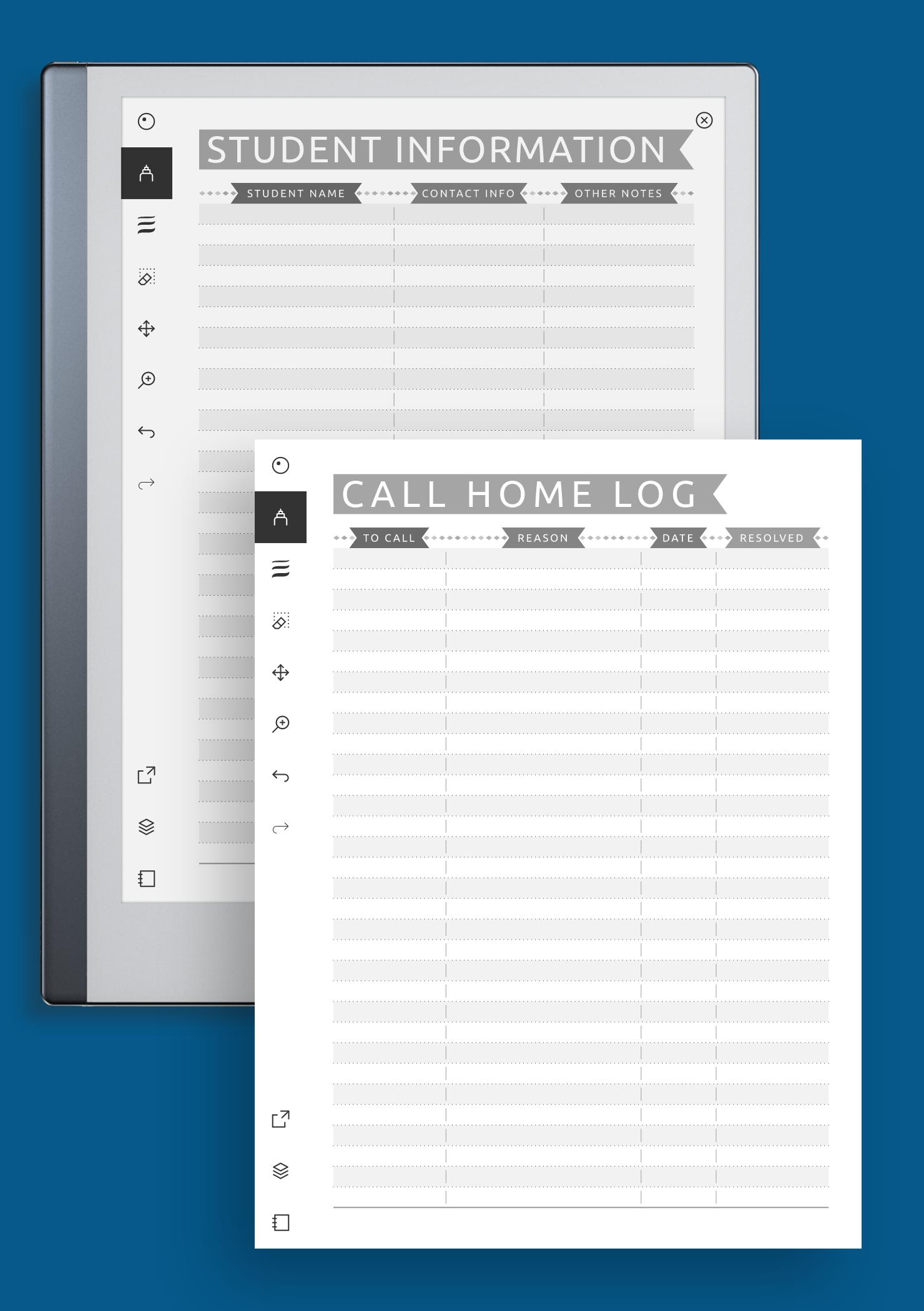 Download Printable Student Info & Call Home - Casual Style PDF
