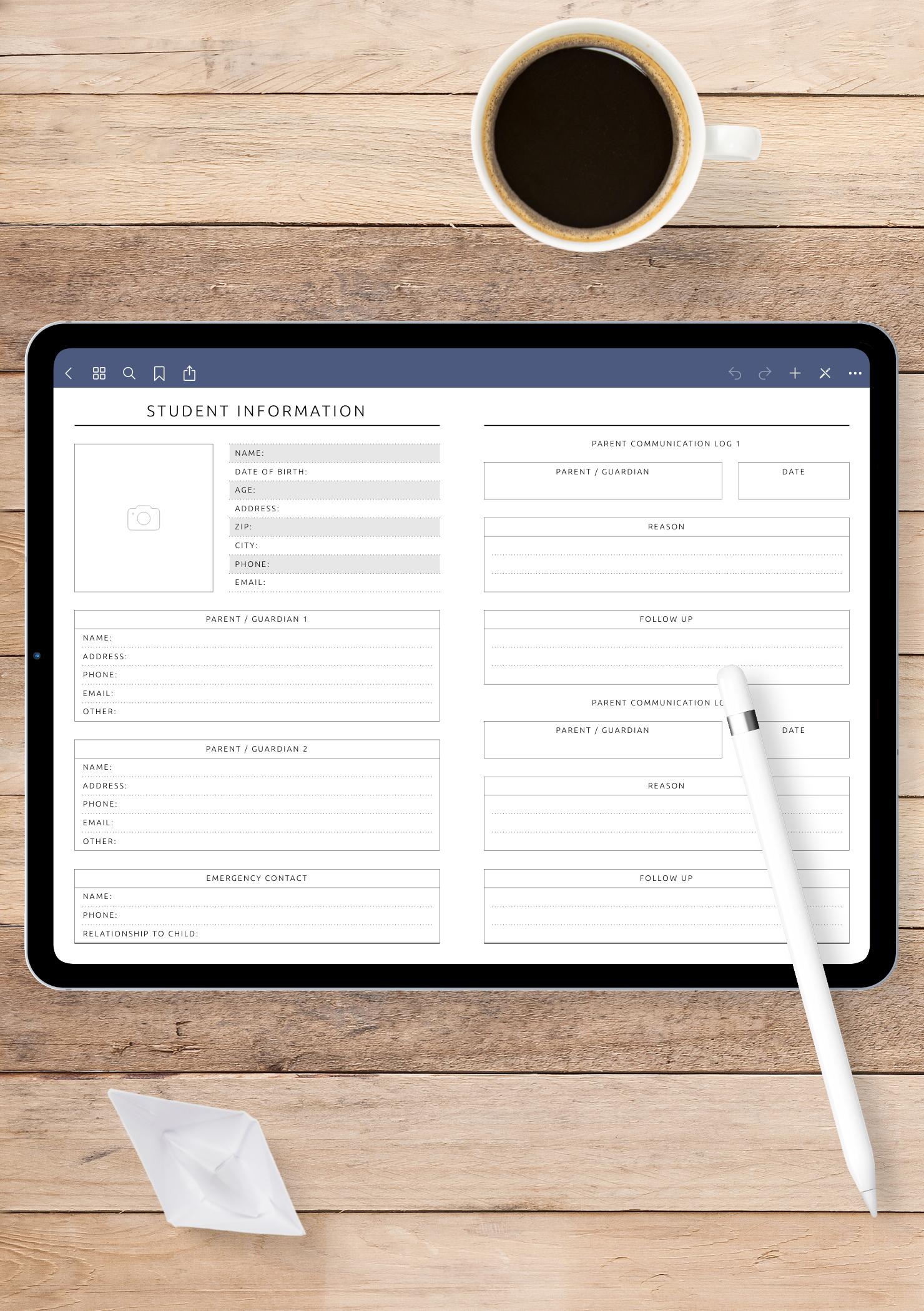 Student Info Template PDF – Keep Student Details Handy