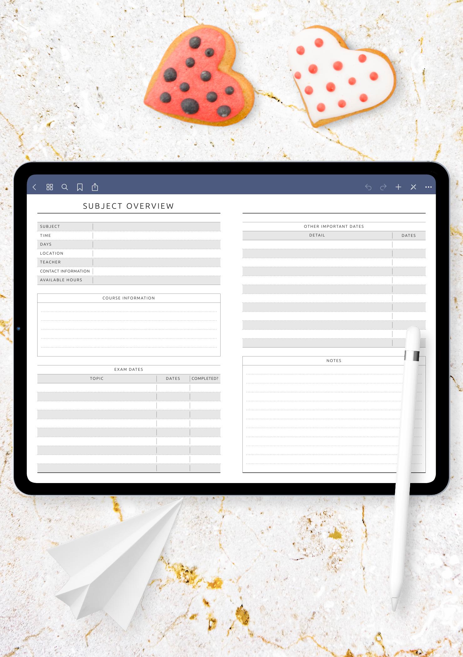 Download Printable Student Subject Overview Template PDF