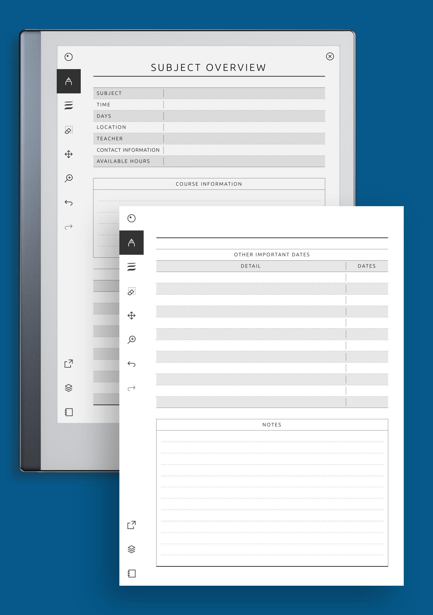 Download Printable Student Subject Overview Template PDF