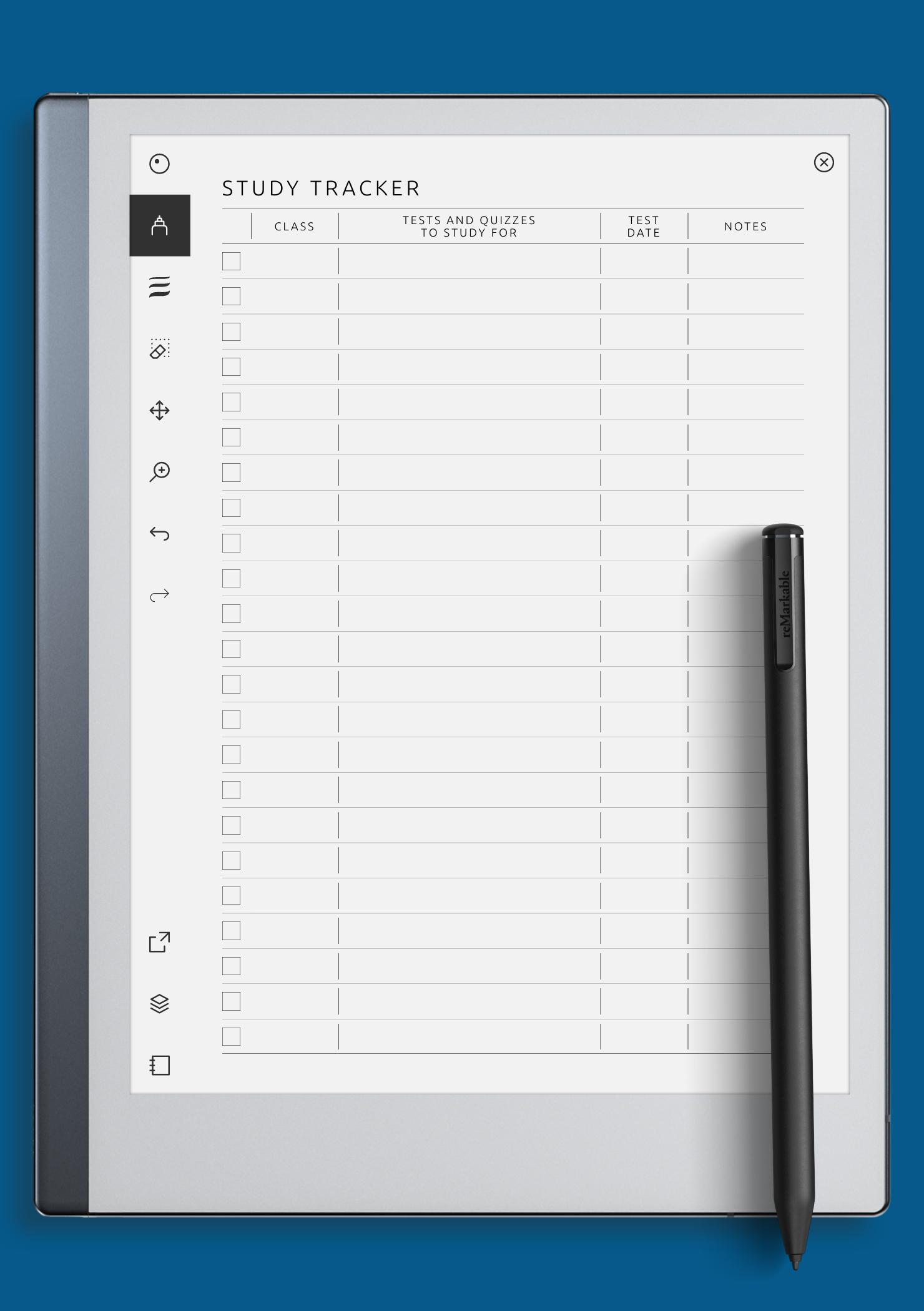 Download Printable Study and Homework Tracker Template PDF