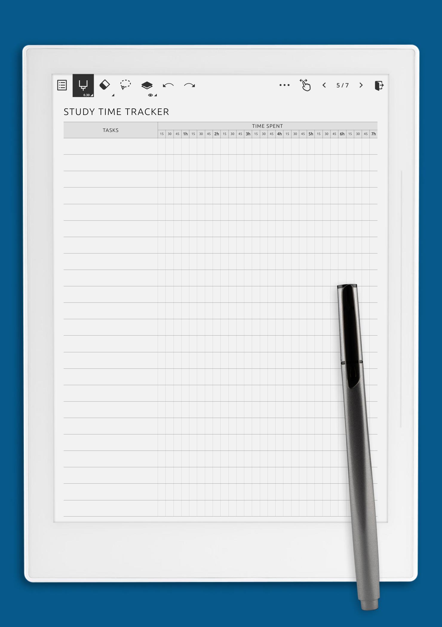 Download Printable Study Time Tracker Template PDF