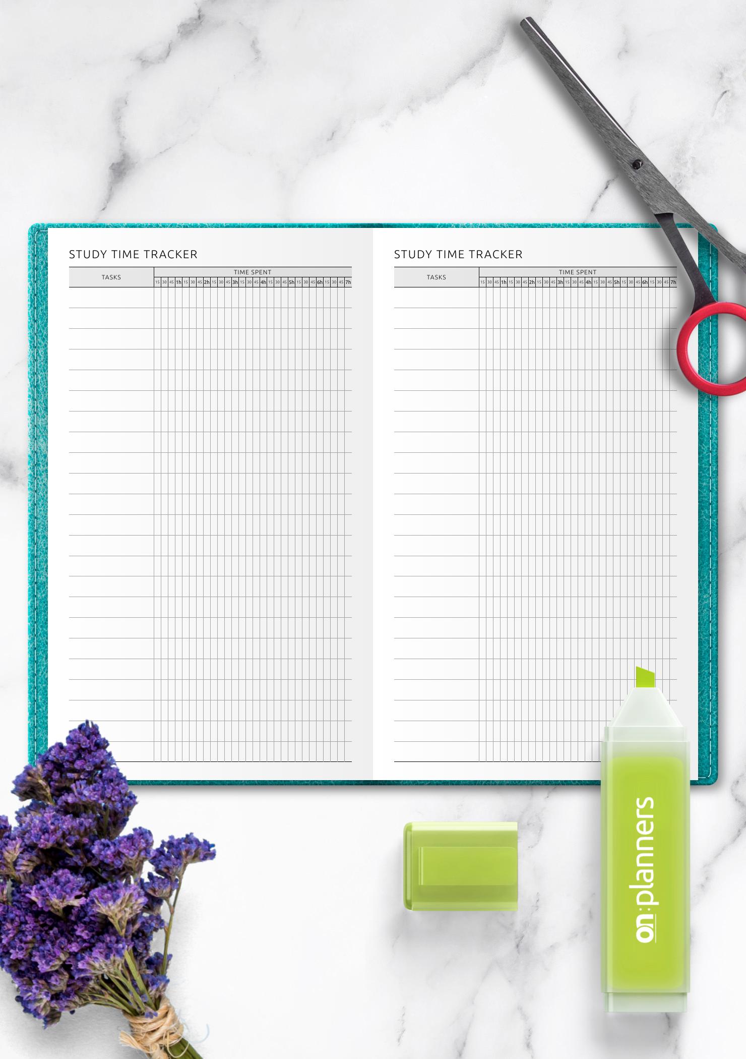 Download Printable Study Time Tracker Template PDF