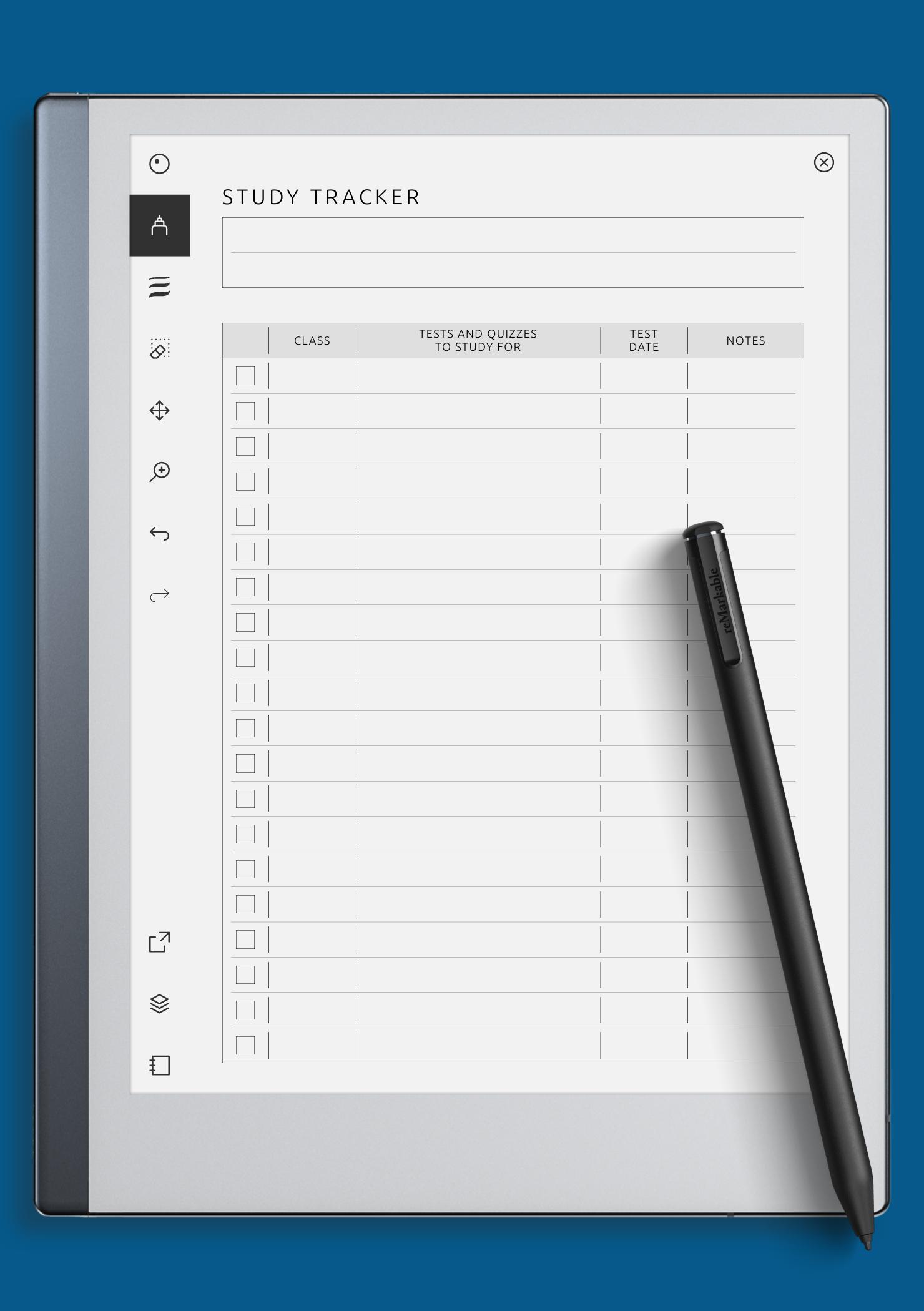 Download Printable Study Tracker Template PDF