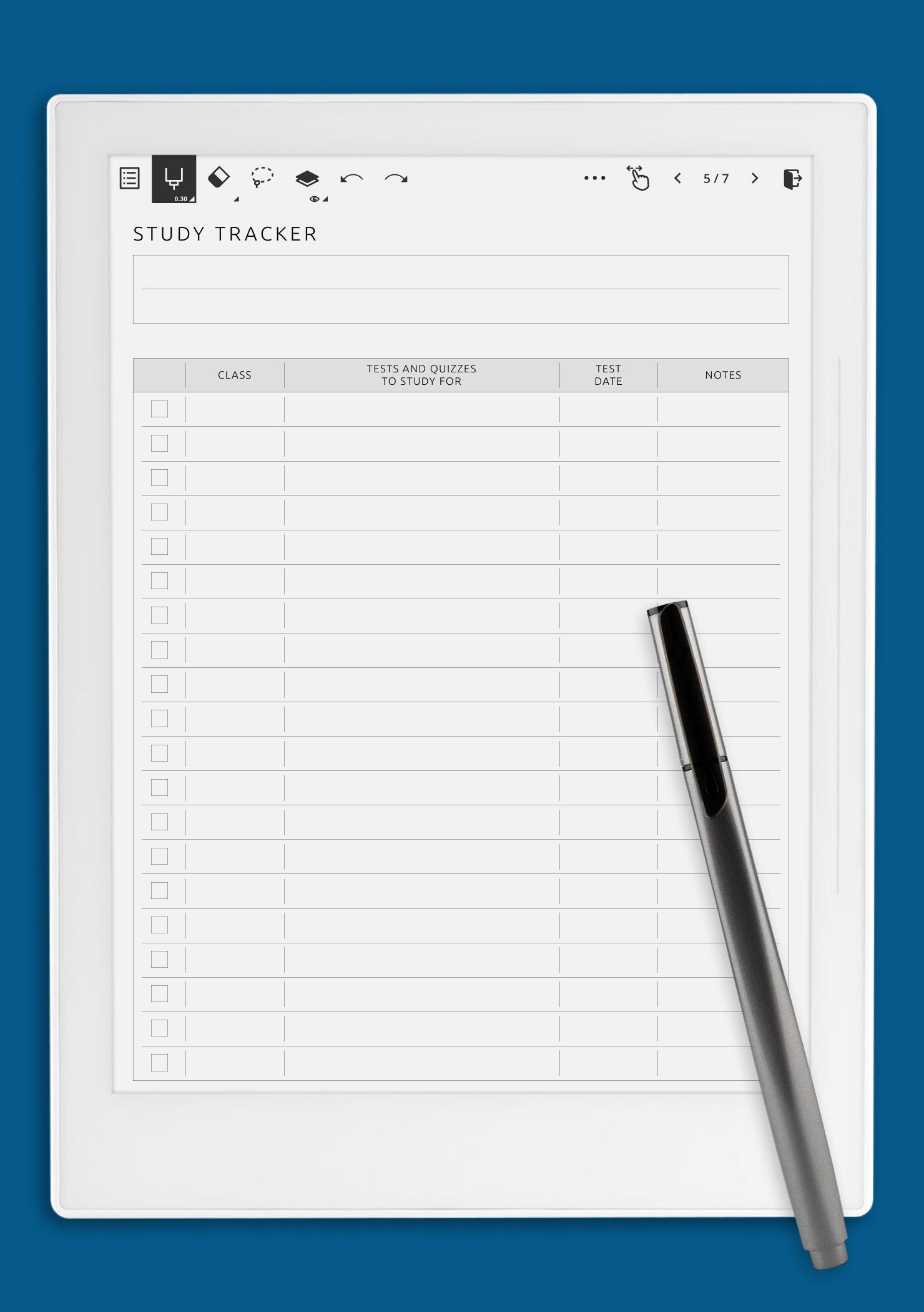 Download Printable Study Tracker Template PDF