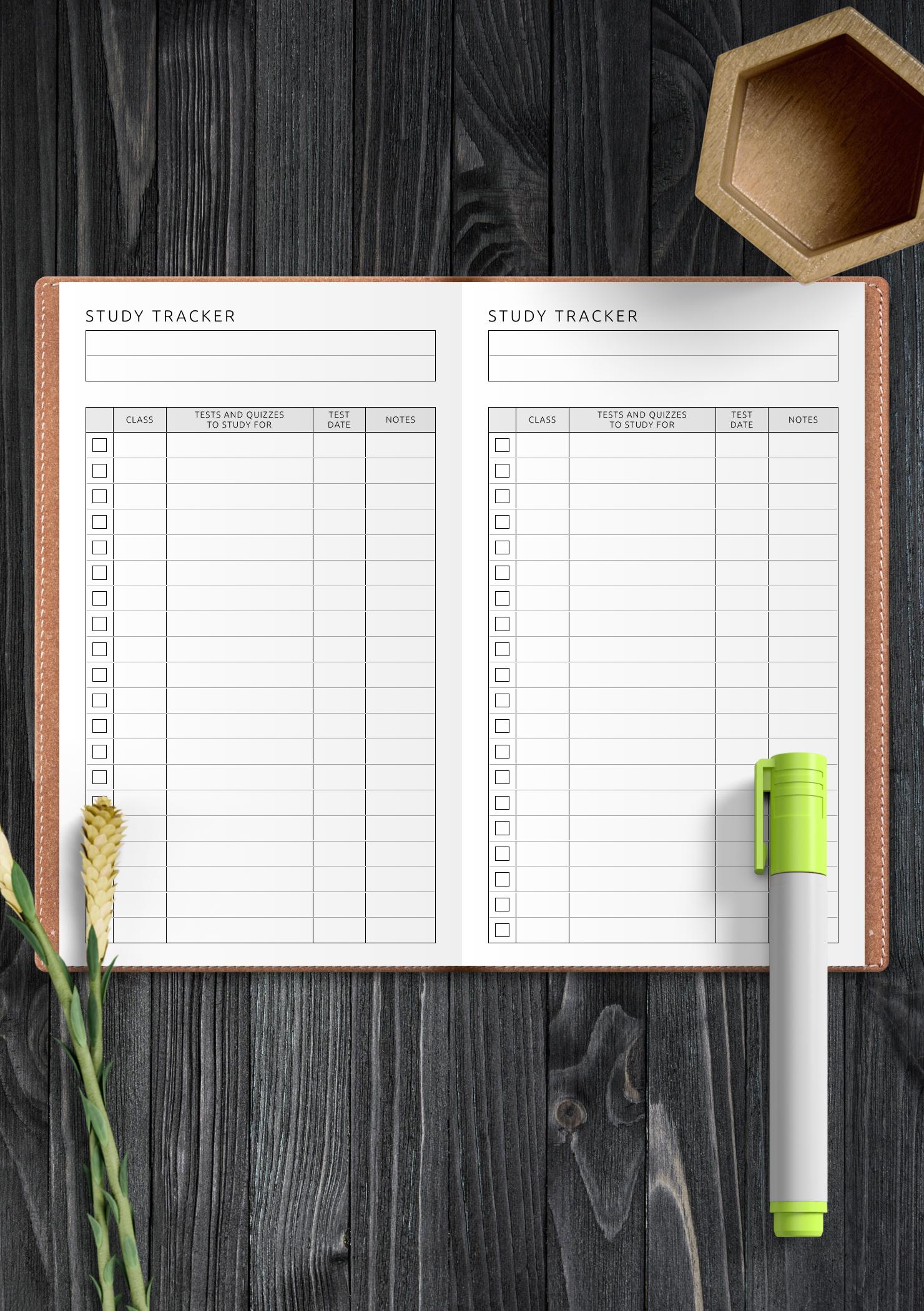 Download Printable Study Tracker Template PDF