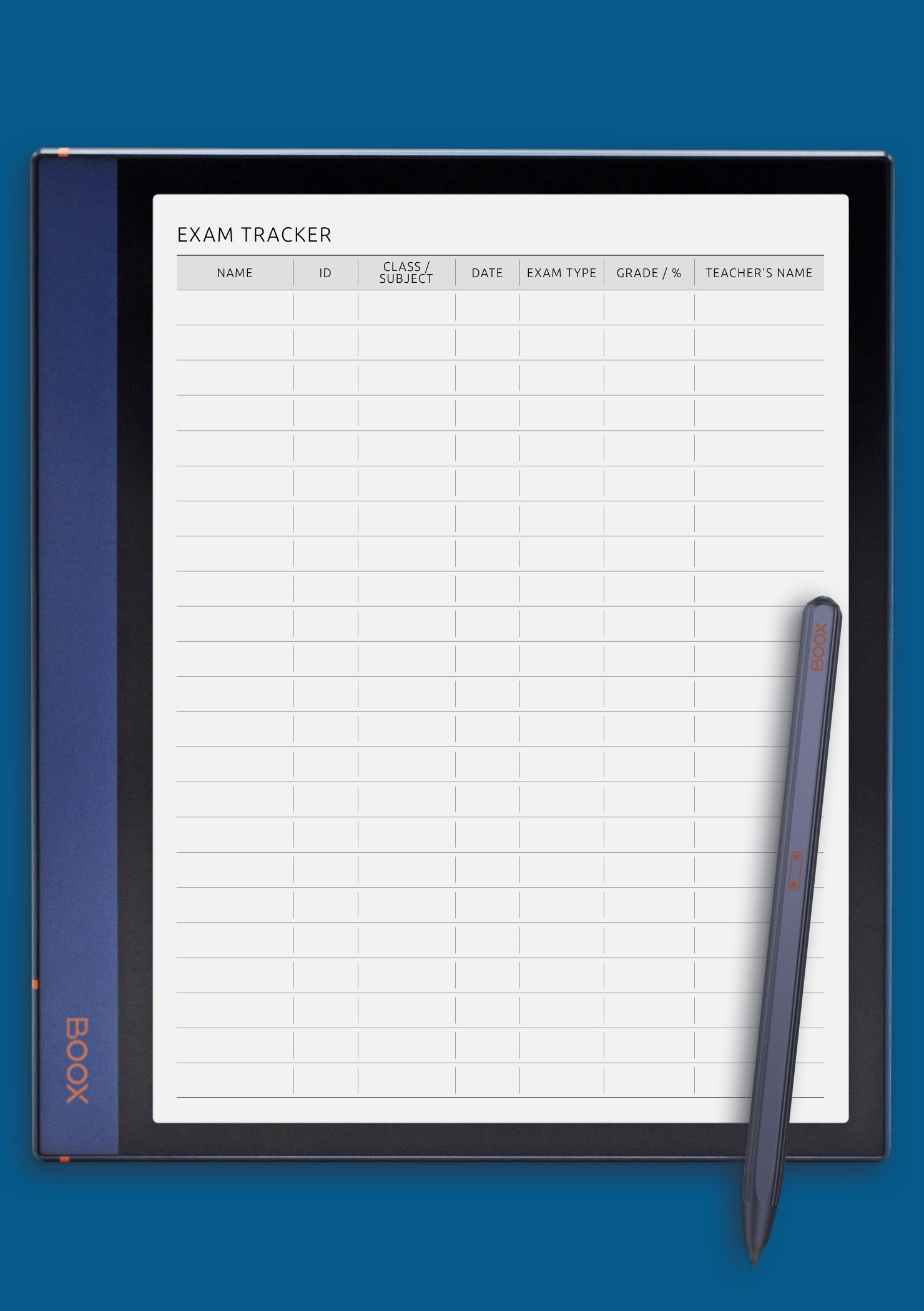 Download Printable Exam Tracker for Teachers and Administrators PDF