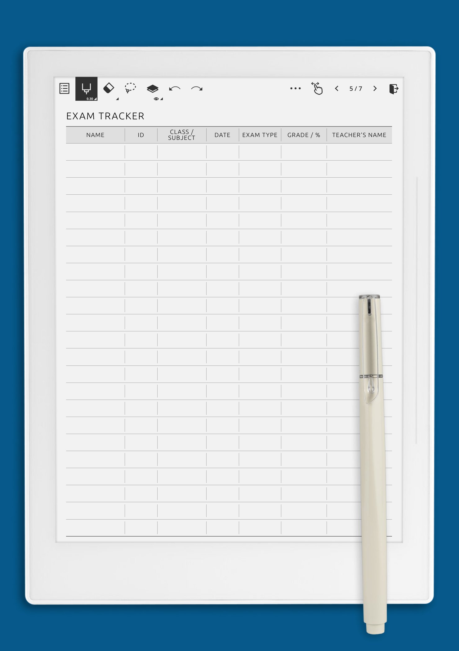 Download Printable Exam Tracker for Teachers and Administrators PDF