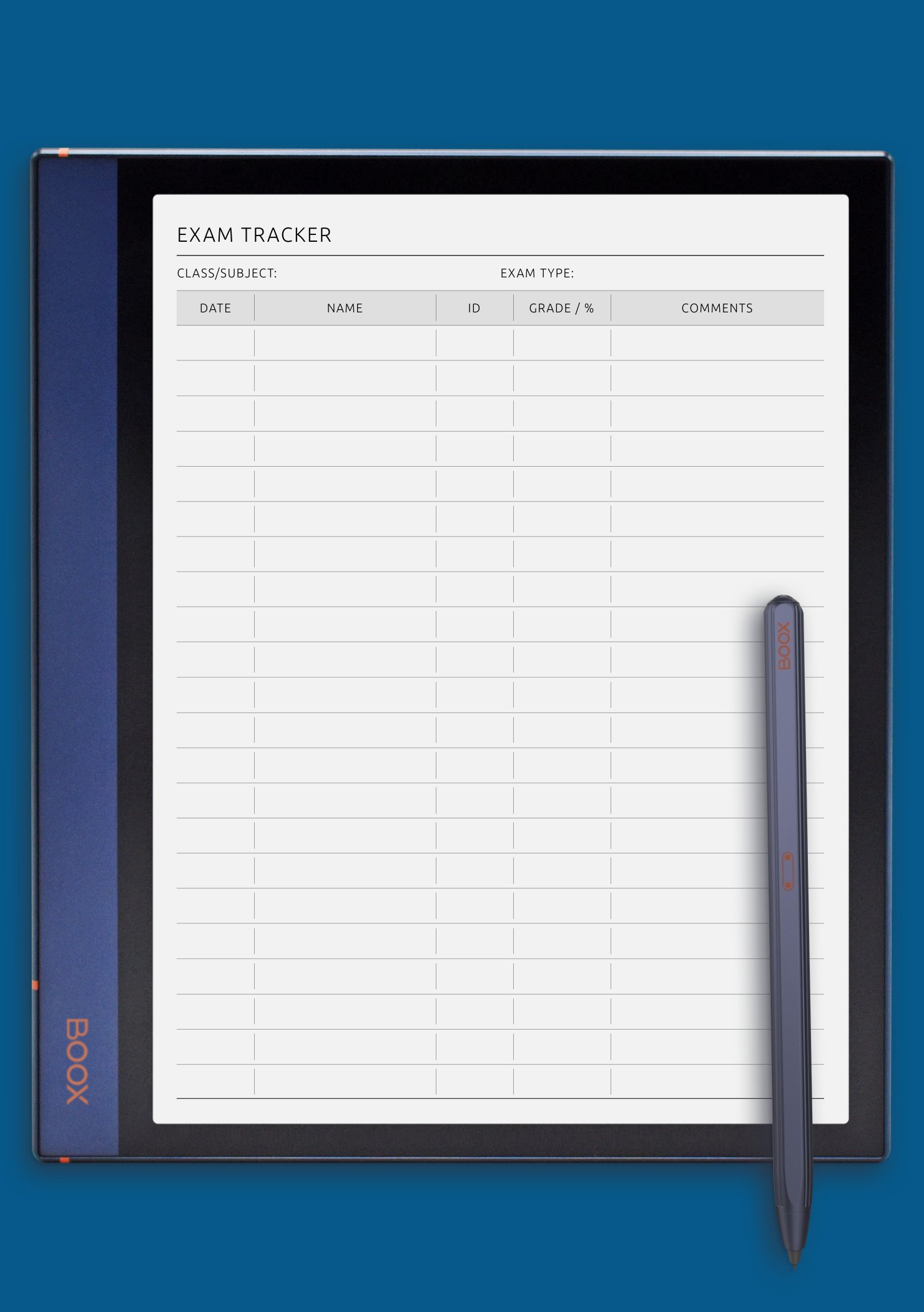 Download Printable Teacher Exam Tracker PDF