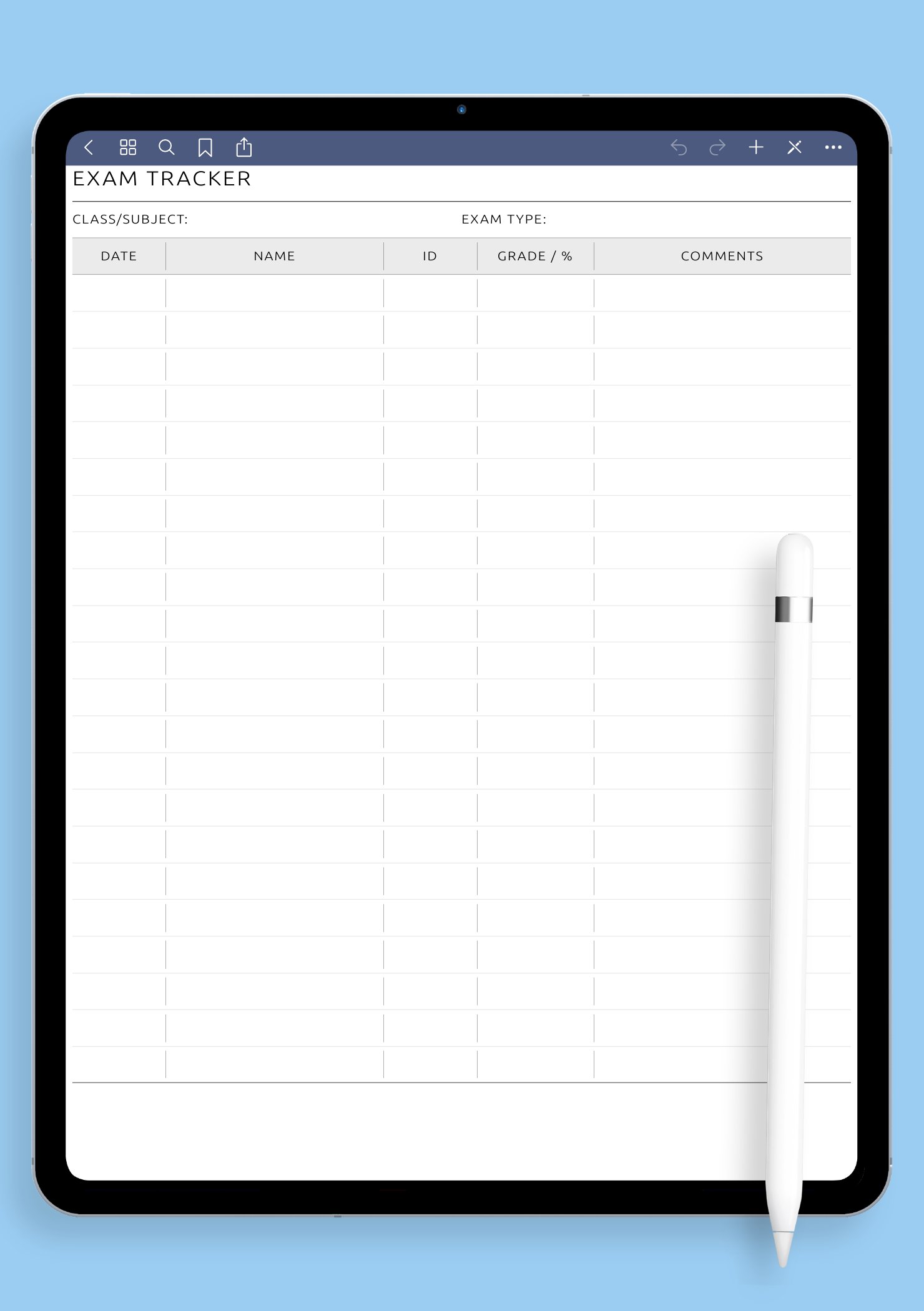 Download Printable Teacher Exam Tracker PDF