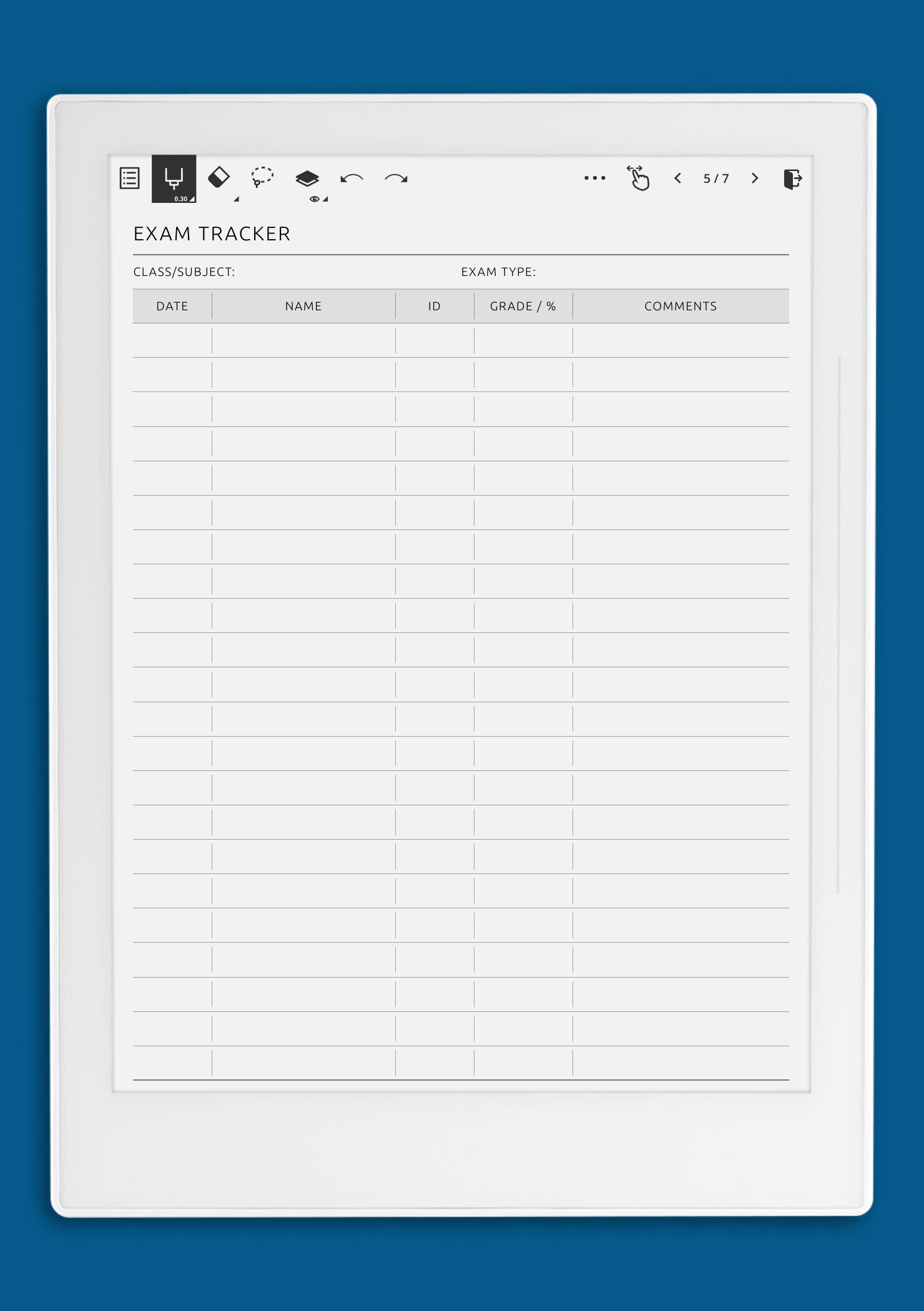 Download Printable Teacher Exam Tracker PDF