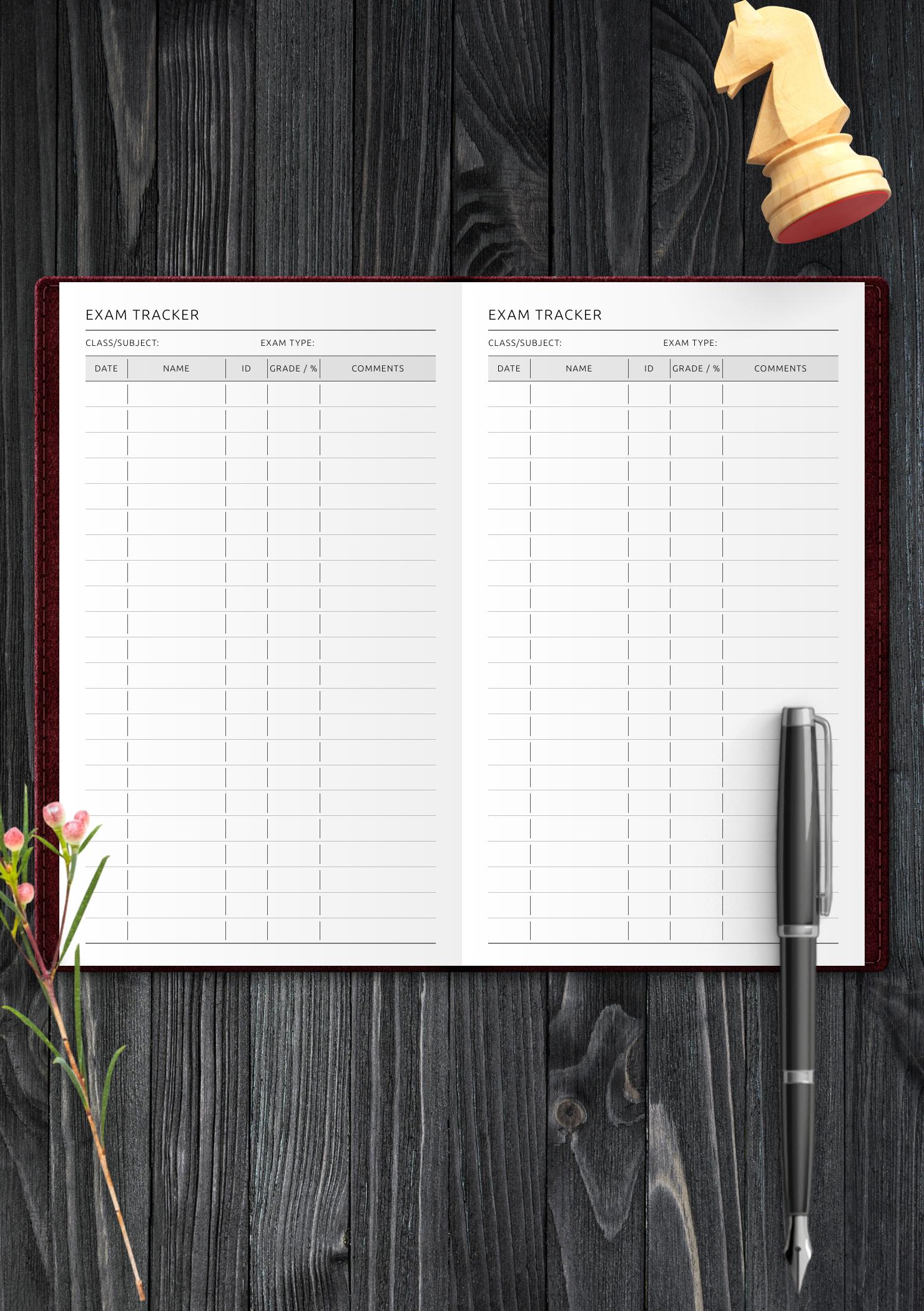 Download Printable Teacher Exam Tracker PDF