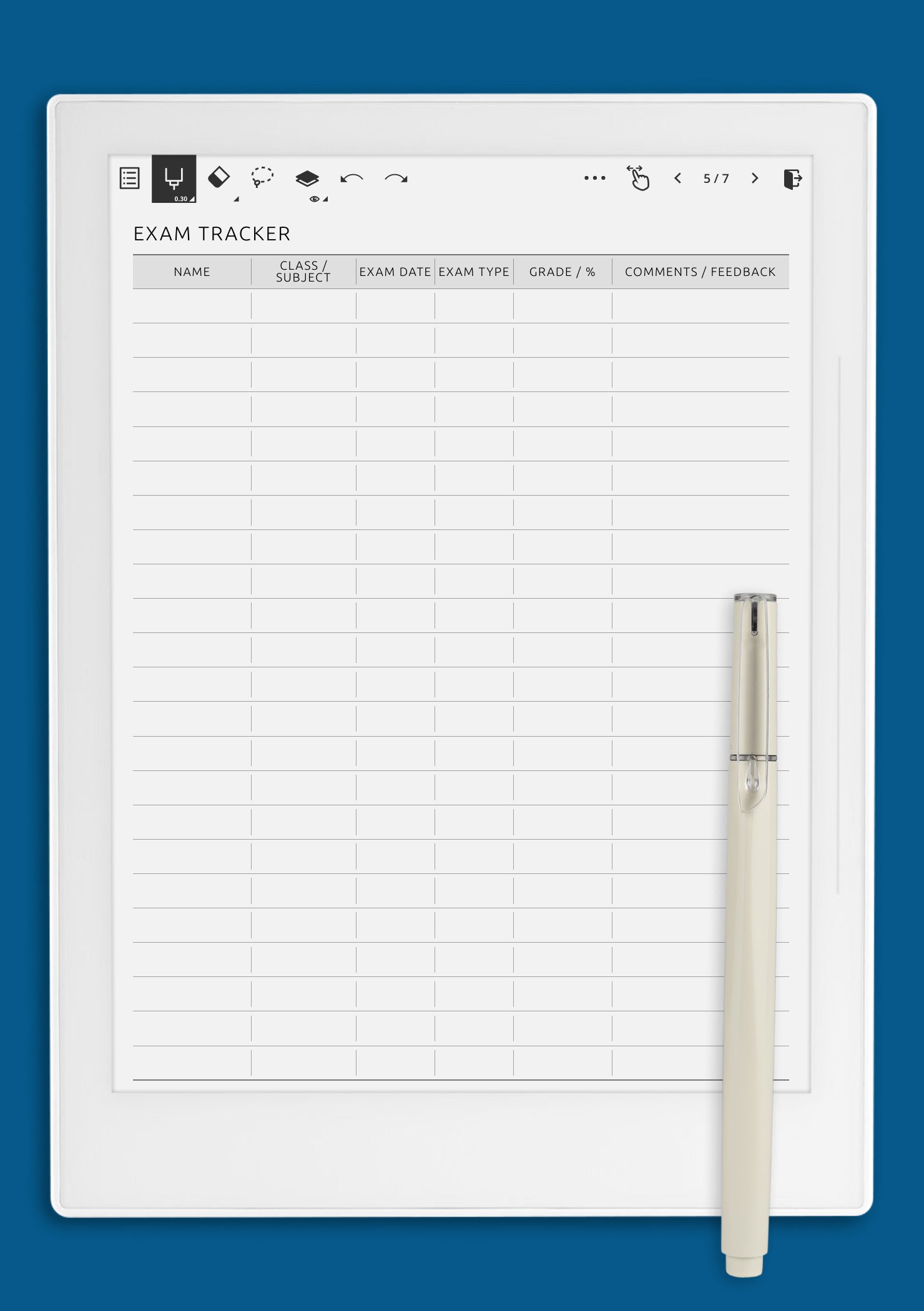 Download Printable Exam Tracker for Tutors PDF