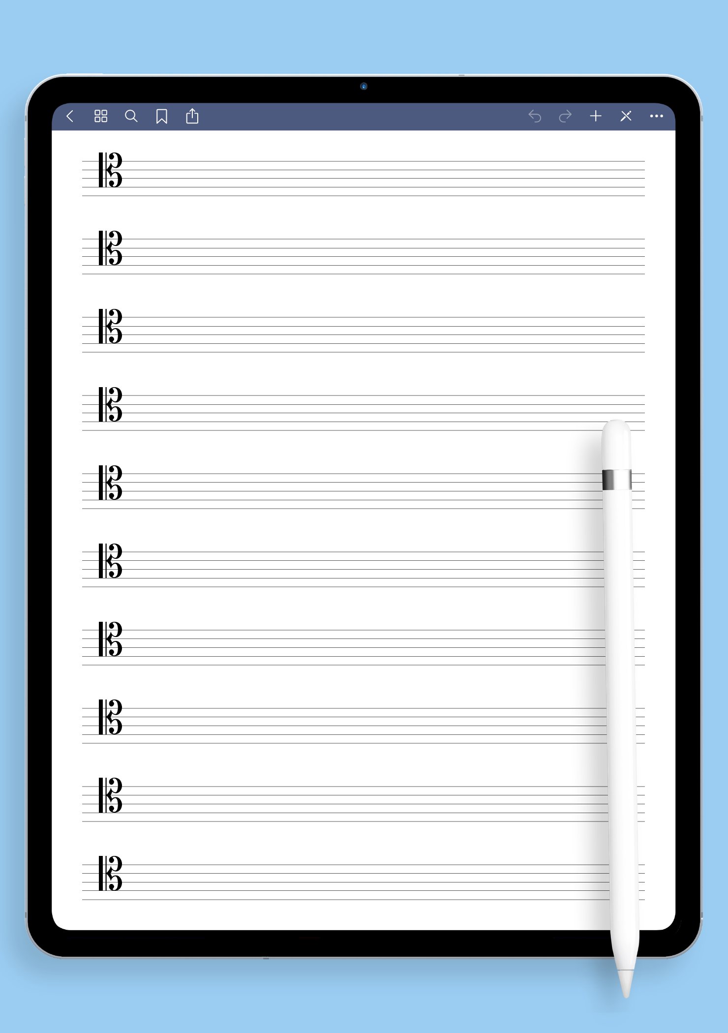 Download Tenor Clef (C) Staff Paper – Printable Blank Music Sheet PDF