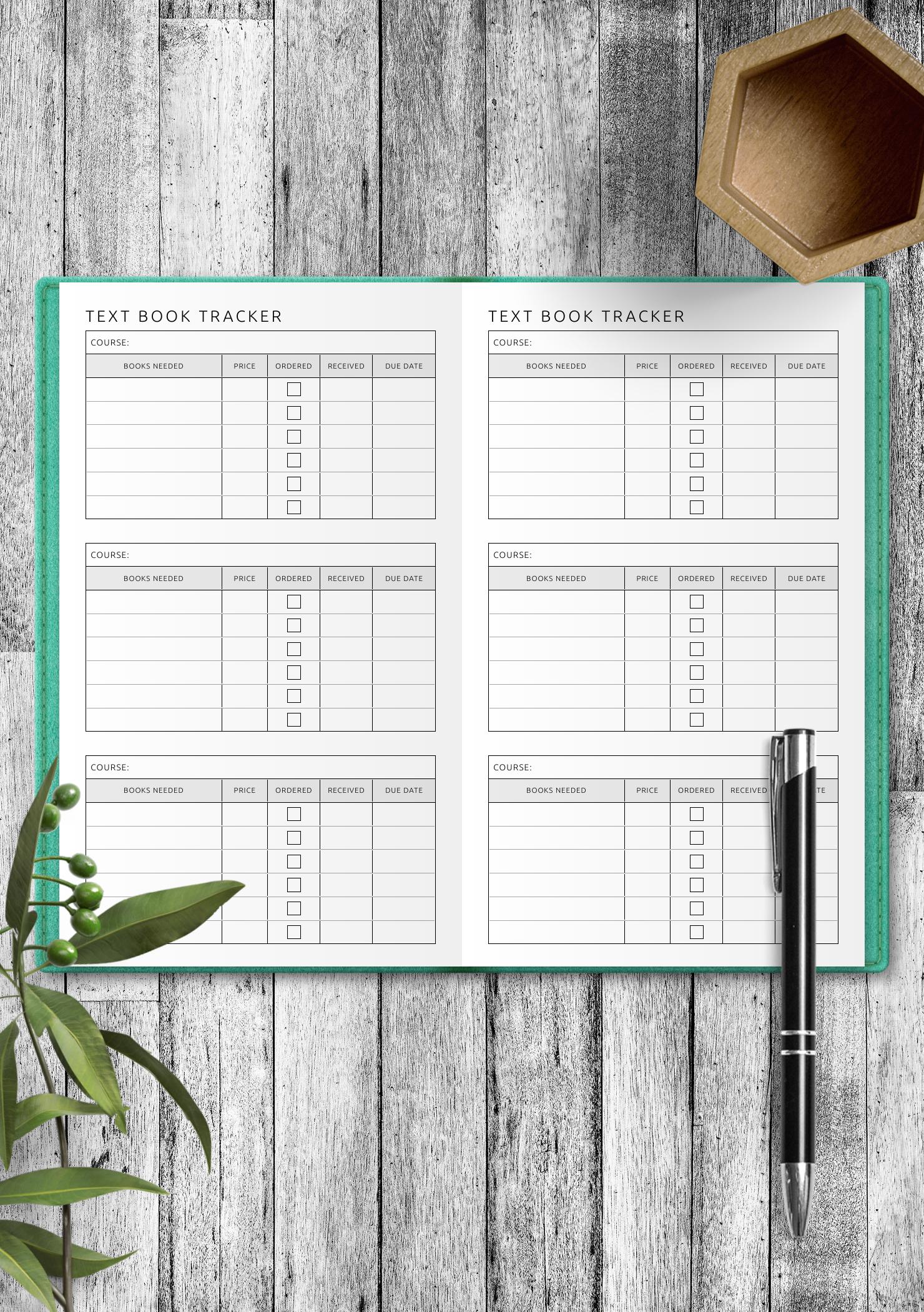 Download Printable Text Book Tracker Template PDF