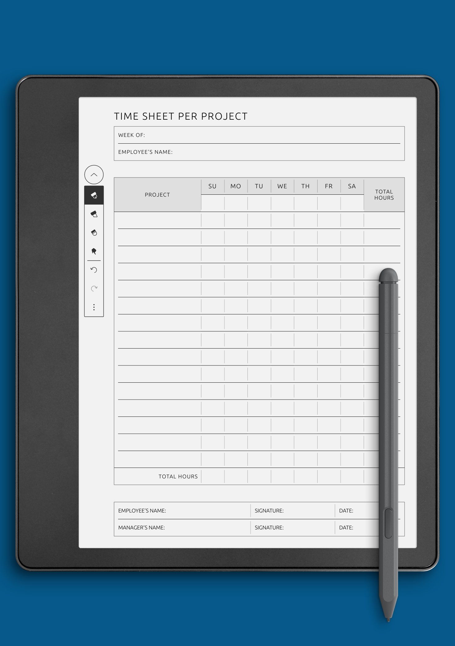 Download Printable Time Sheet Per Project PDF