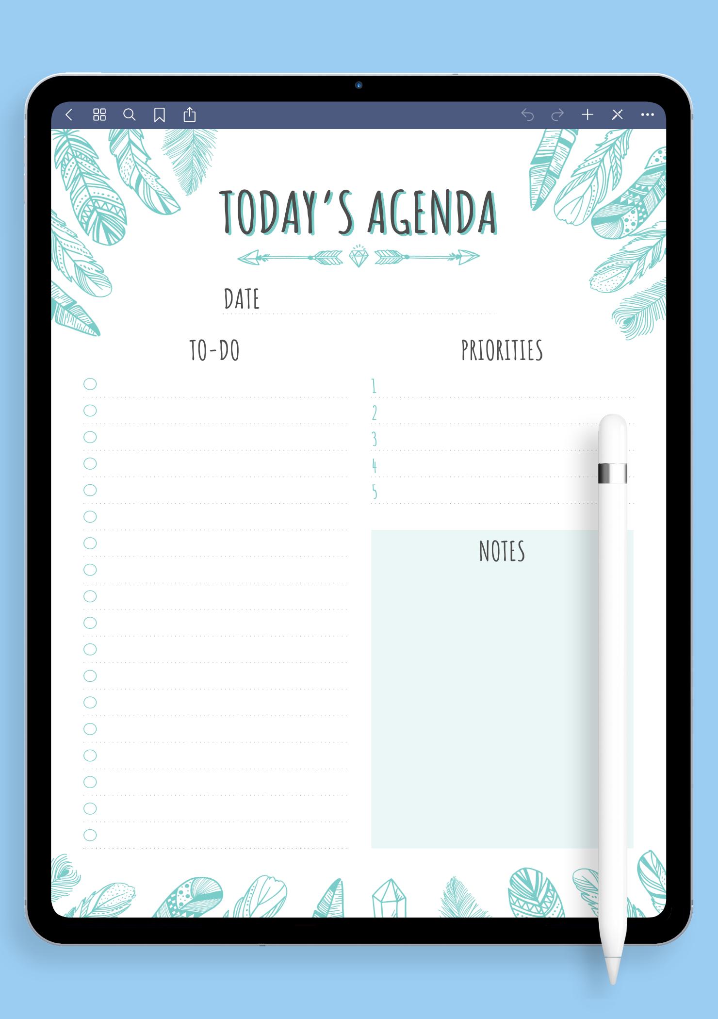 Download Printable Today's Agenda PDF