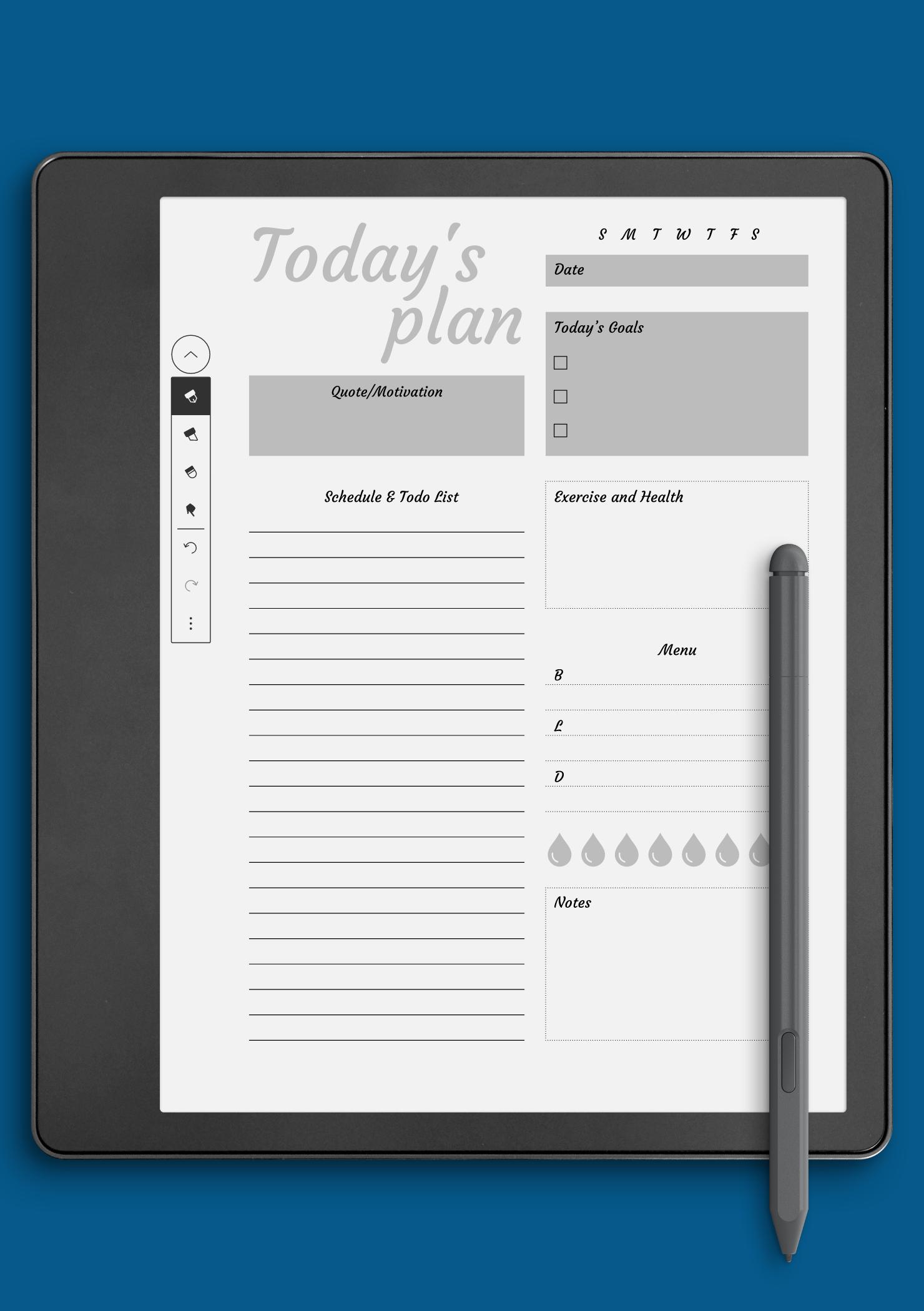 Today’s Plan Template PDF – Schedule & To-Do List for Daily Focus