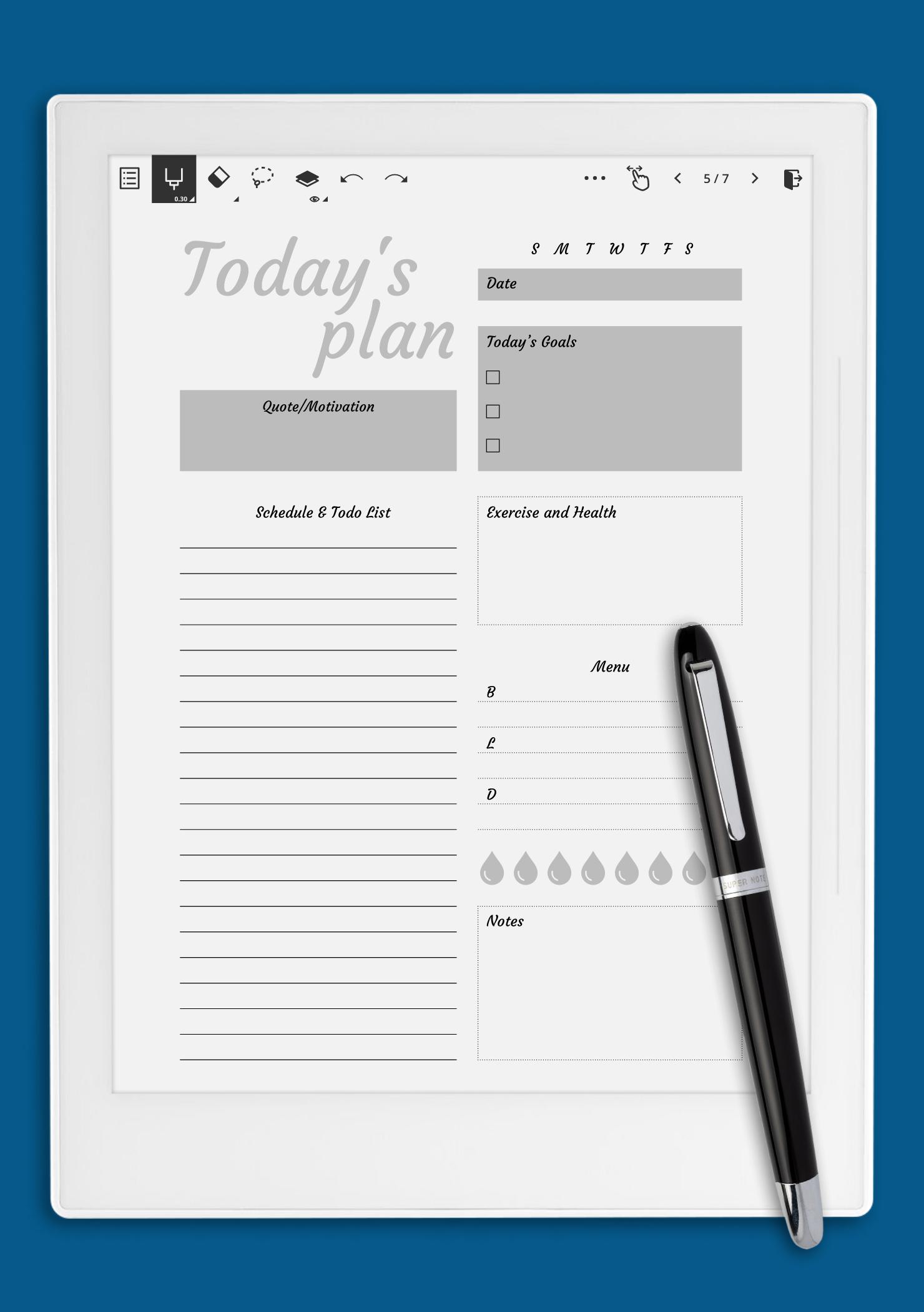 Today’s Plan Template PDF – Schedule & To-Do List for Daily Focus