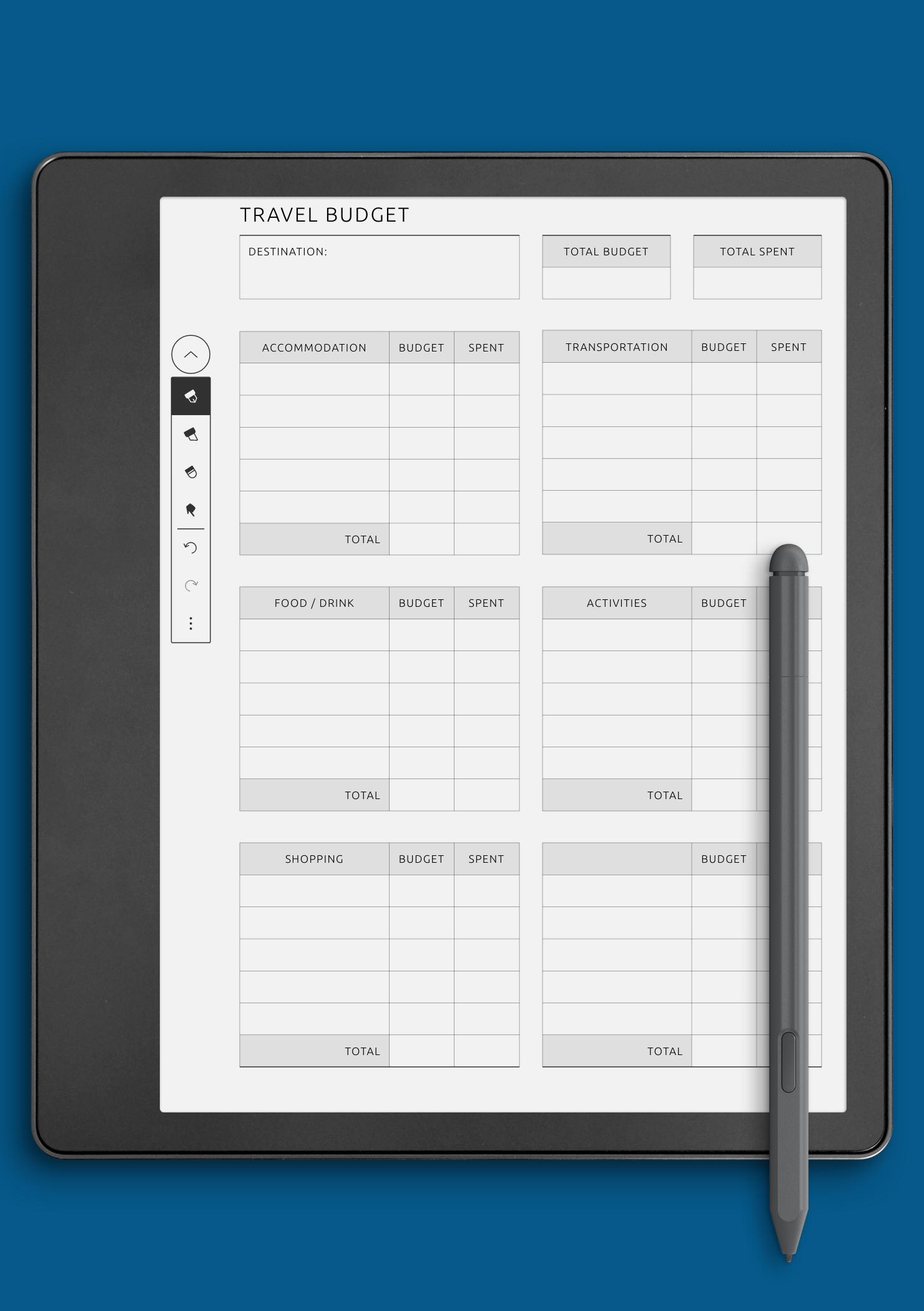 Travel Budget PDF: Get Printable or Digital Template for your device