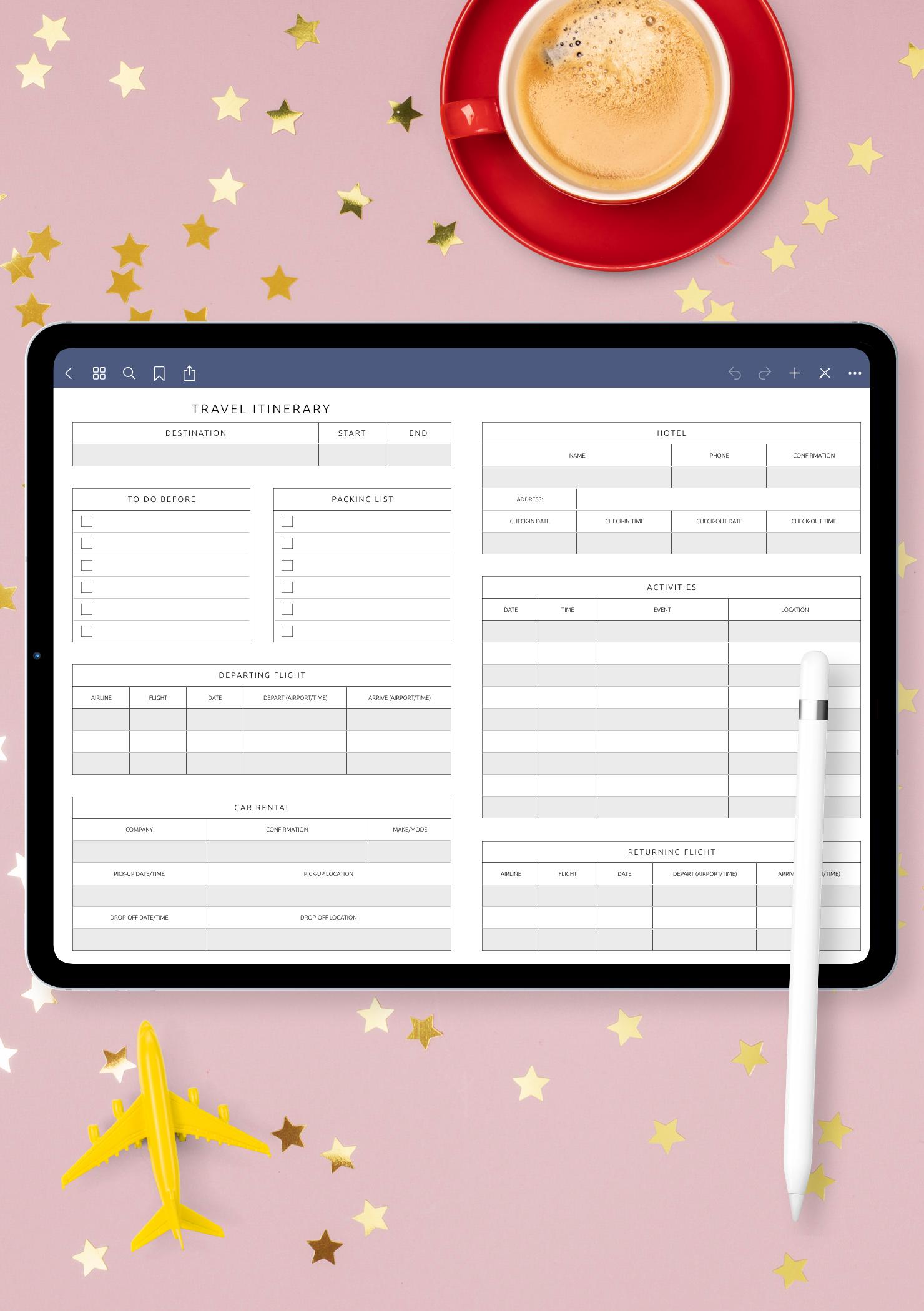 Download Printable Travel Itinerary Template PDF