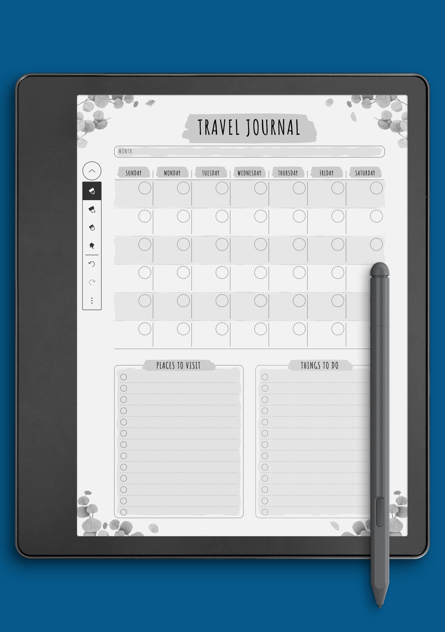 Download Printable Travel Journal Template - Floral Style PDF