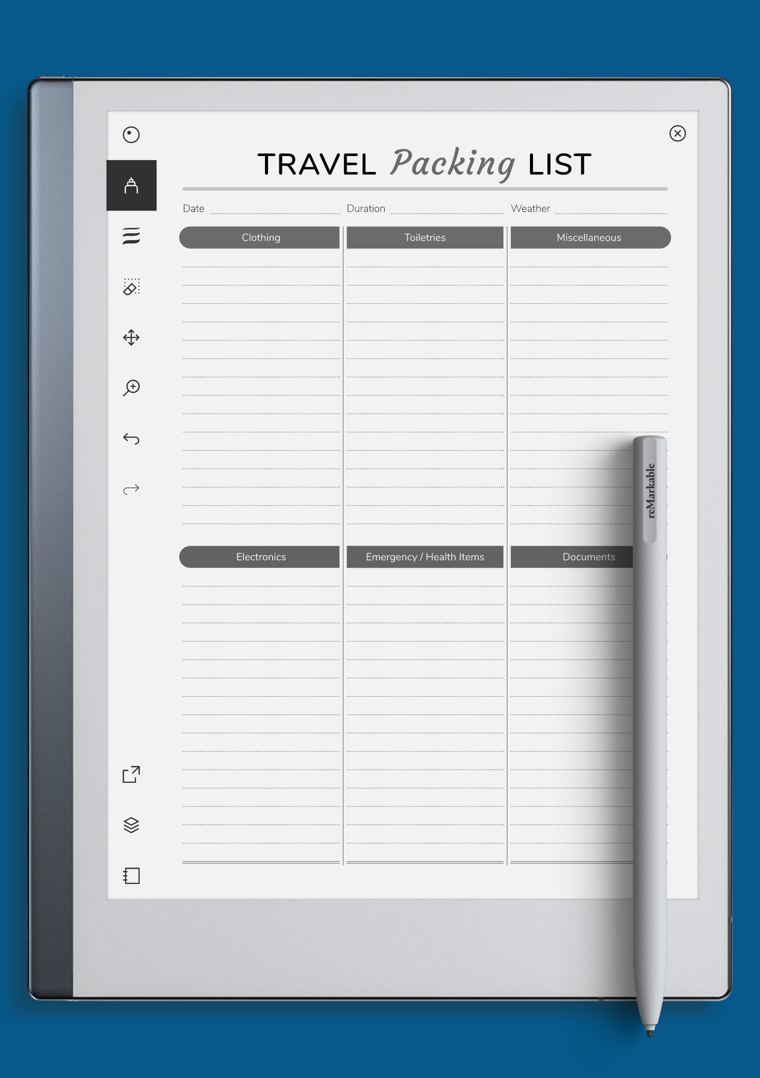Download Printable Travel Packing List PDF