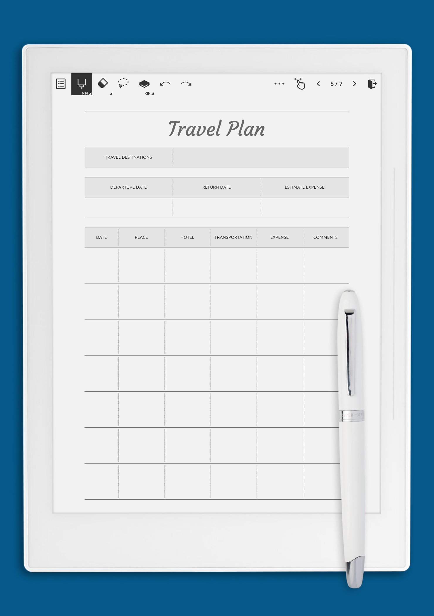 Download Printable Travel Plan Template PDF