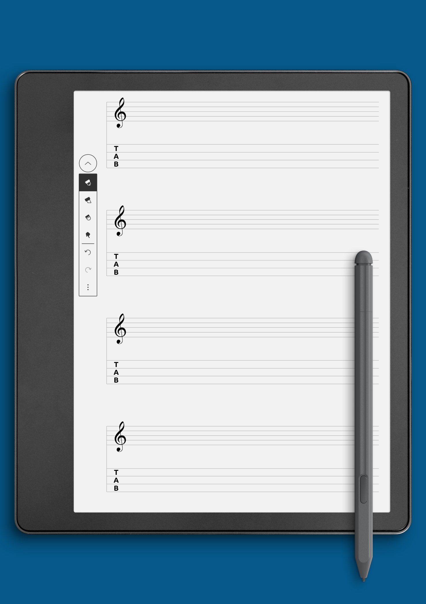 Download Single Staff: Treble + 4-String TAB – Printable Music Sheet