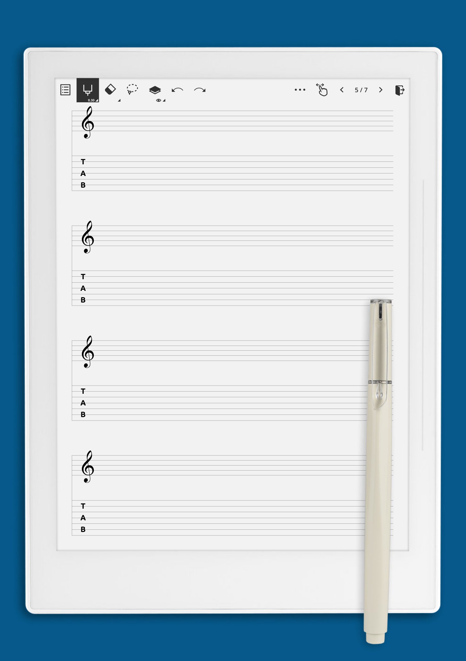 Download Treble + 7-String Guitar TAB – Printable Staff & Tab Sheet