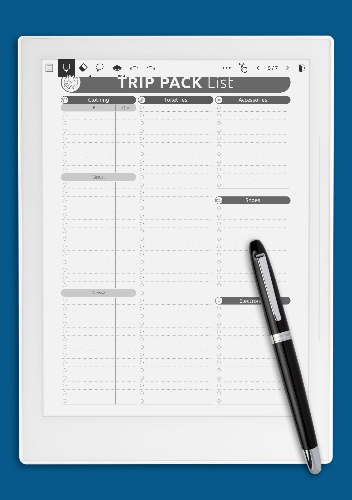 Download Printable Trip Pack List PDF