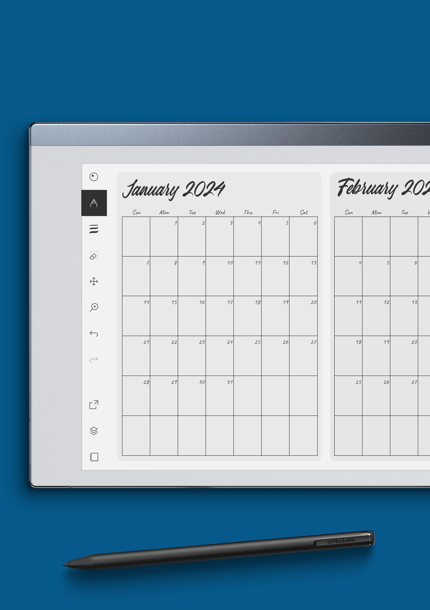 Download Printable Two Months On Page Calendar PDF