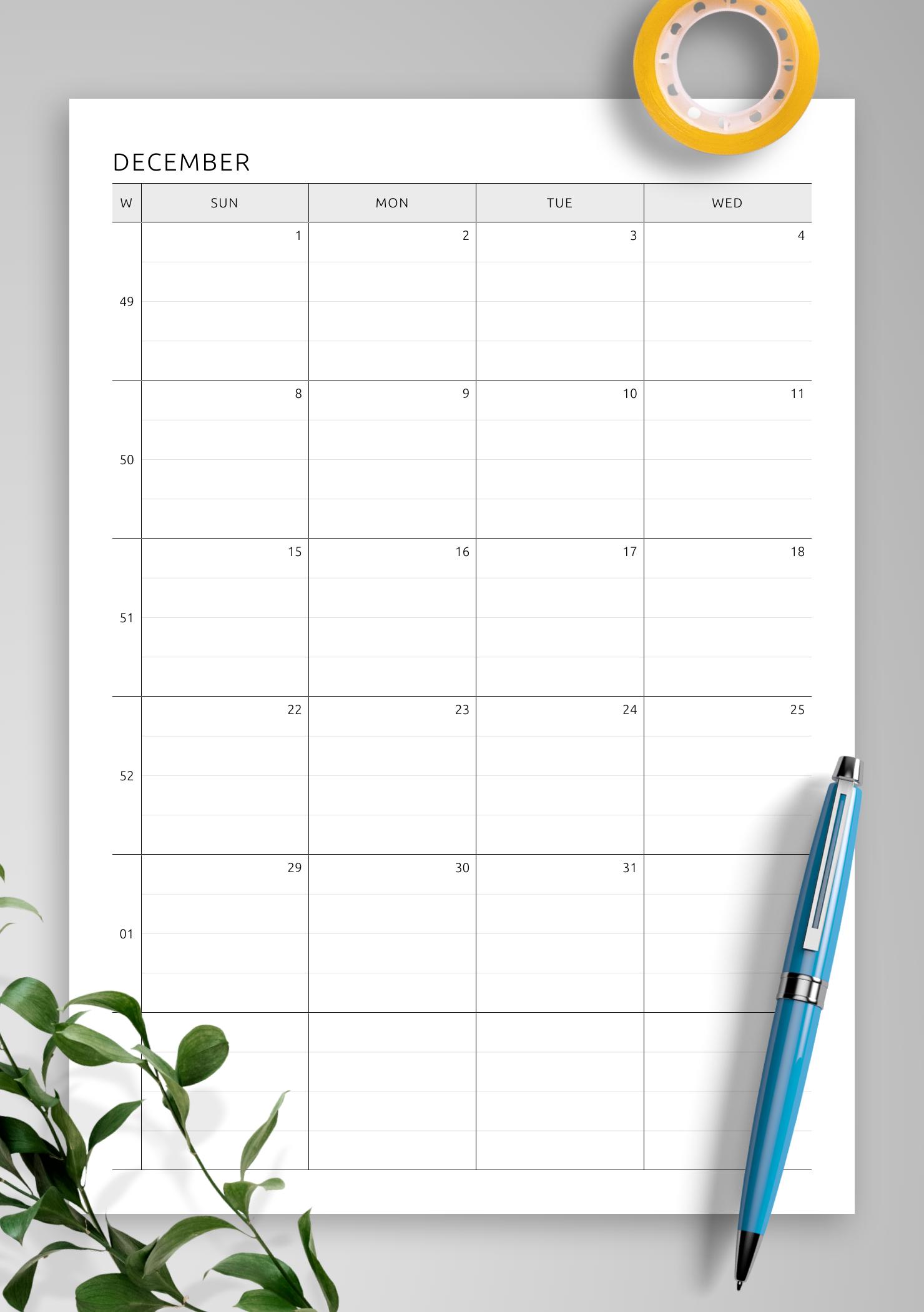 Download Printable Two Page Lined Monthly Calendar PDF