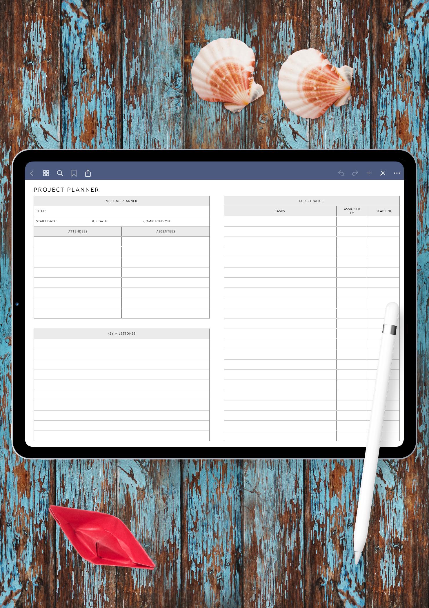 Download Printable Two Page Project Planner Template PDF