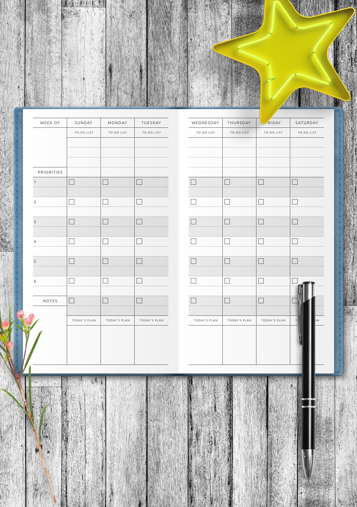 Download Printable Two Page Weekly To Do List - Original Style PDF