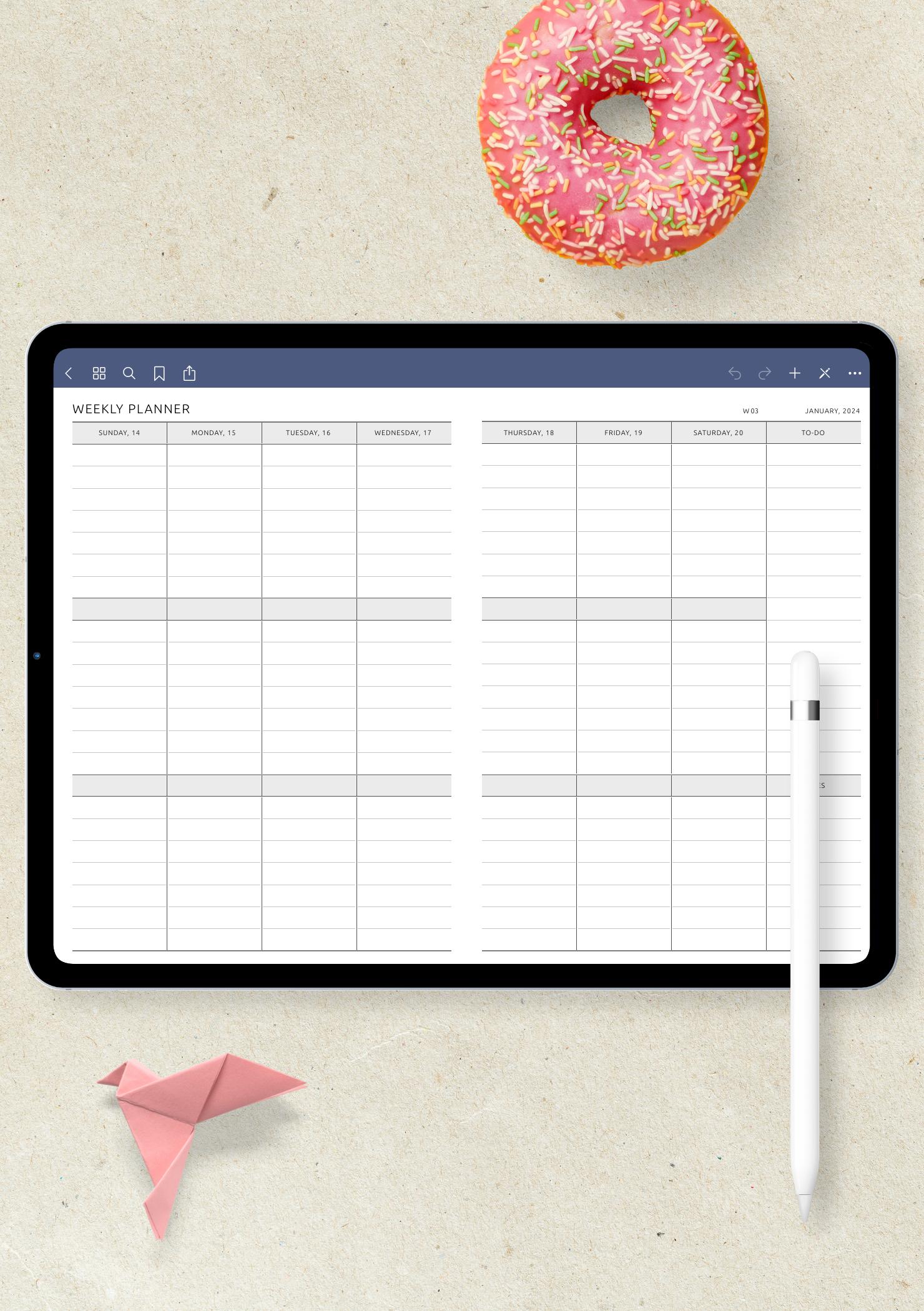 Download Two-Page Weekly Vertical Planner All Days Equal Size PDF ...