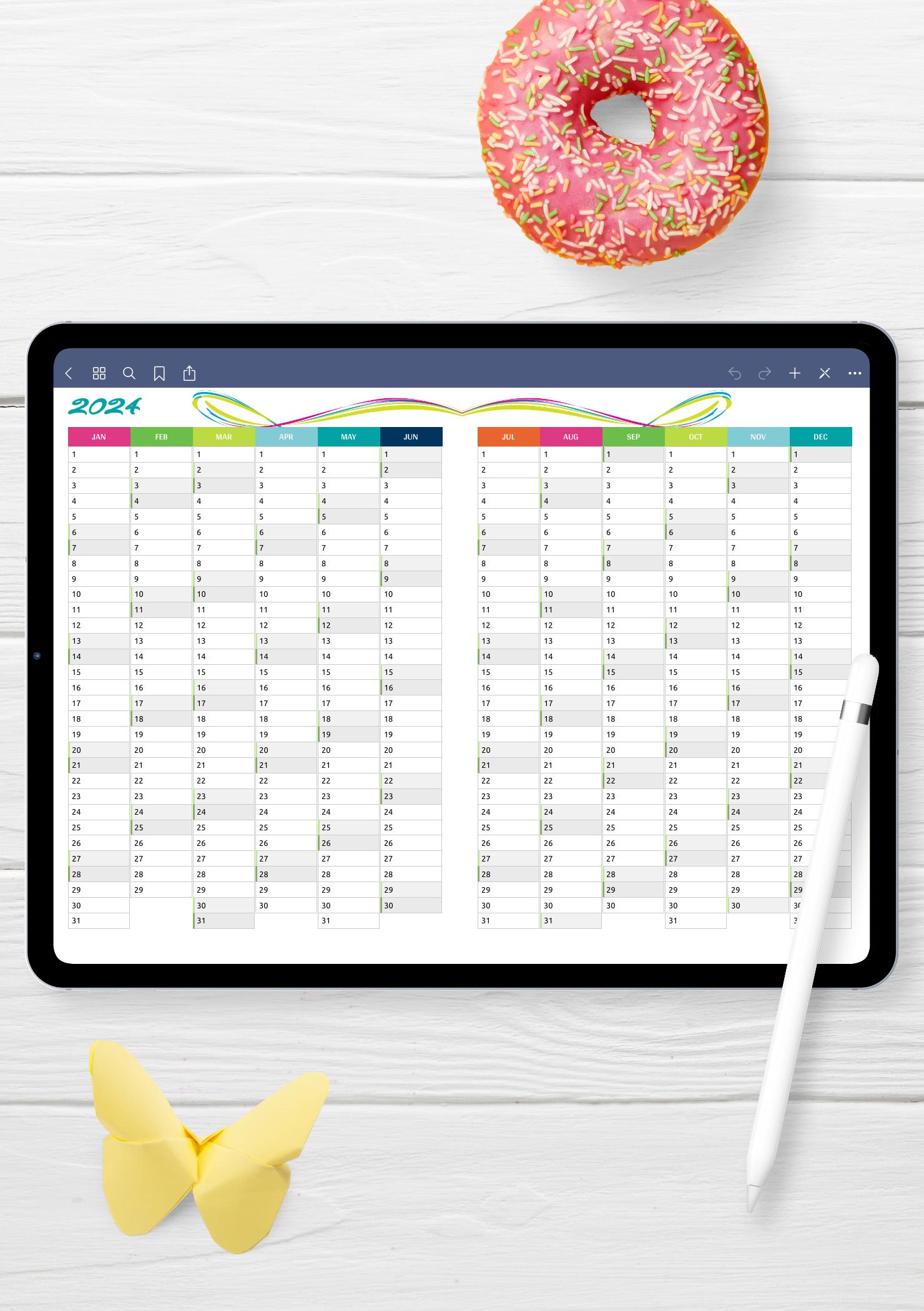 Download Printable Two pages vertical calendar PDF