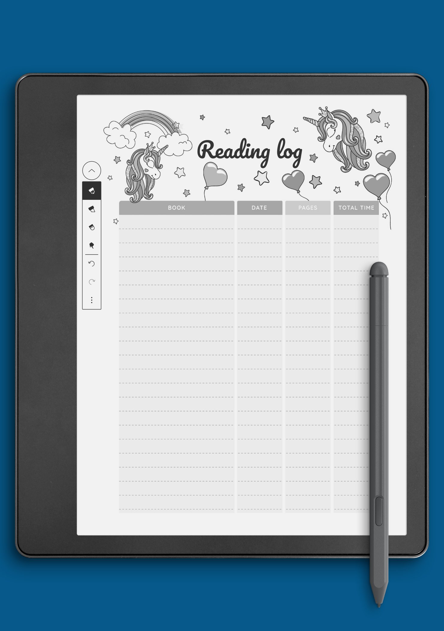 Download Printable Unicorn Reading Log Template For Kids PDF