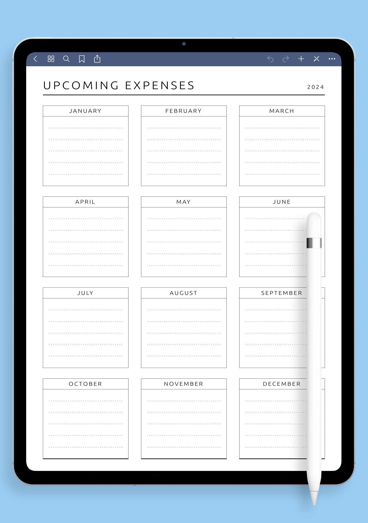 Download Printable Upcoming Expenses Template PDF