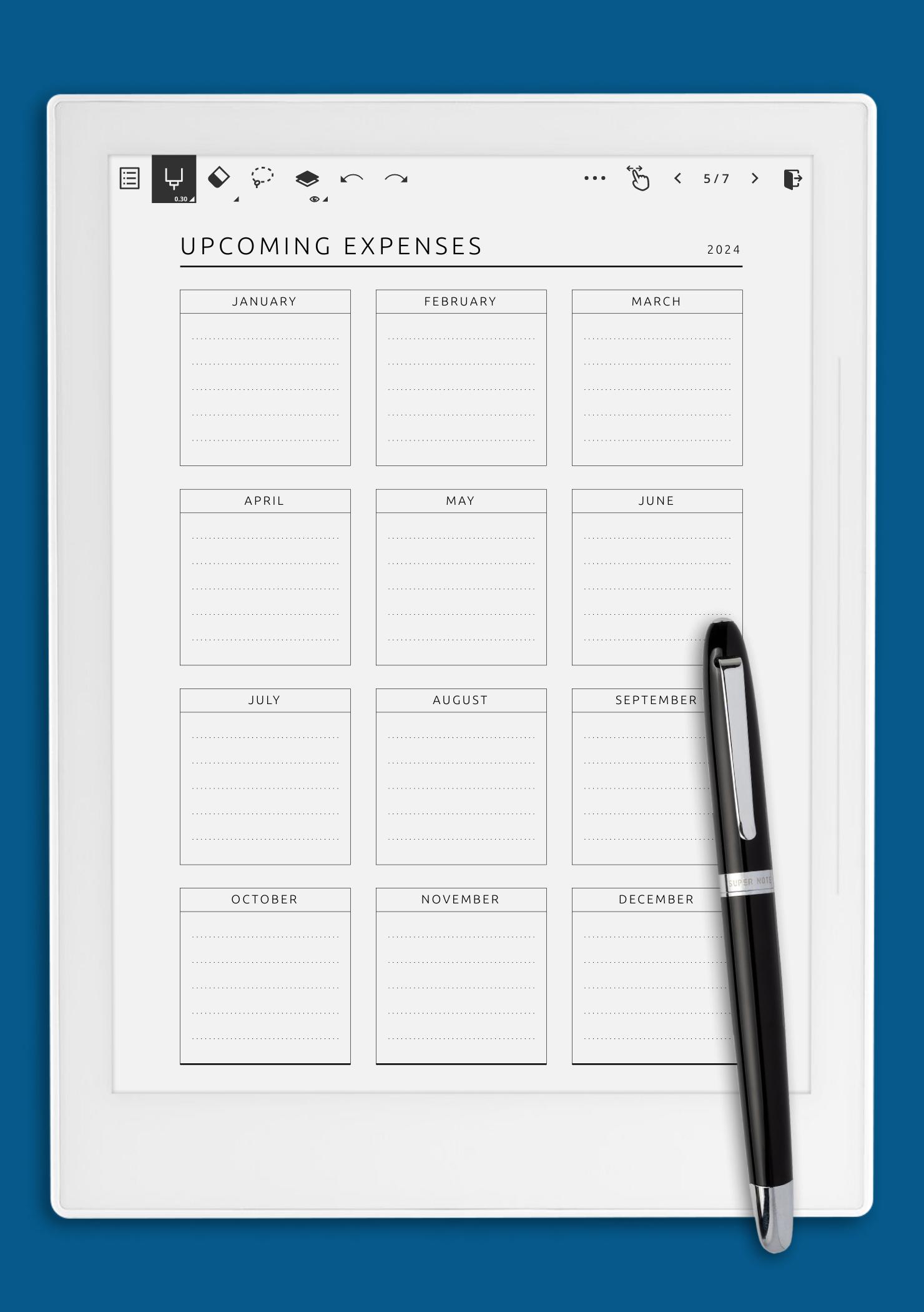 Download Printable Upcoming Expenses Template PDF