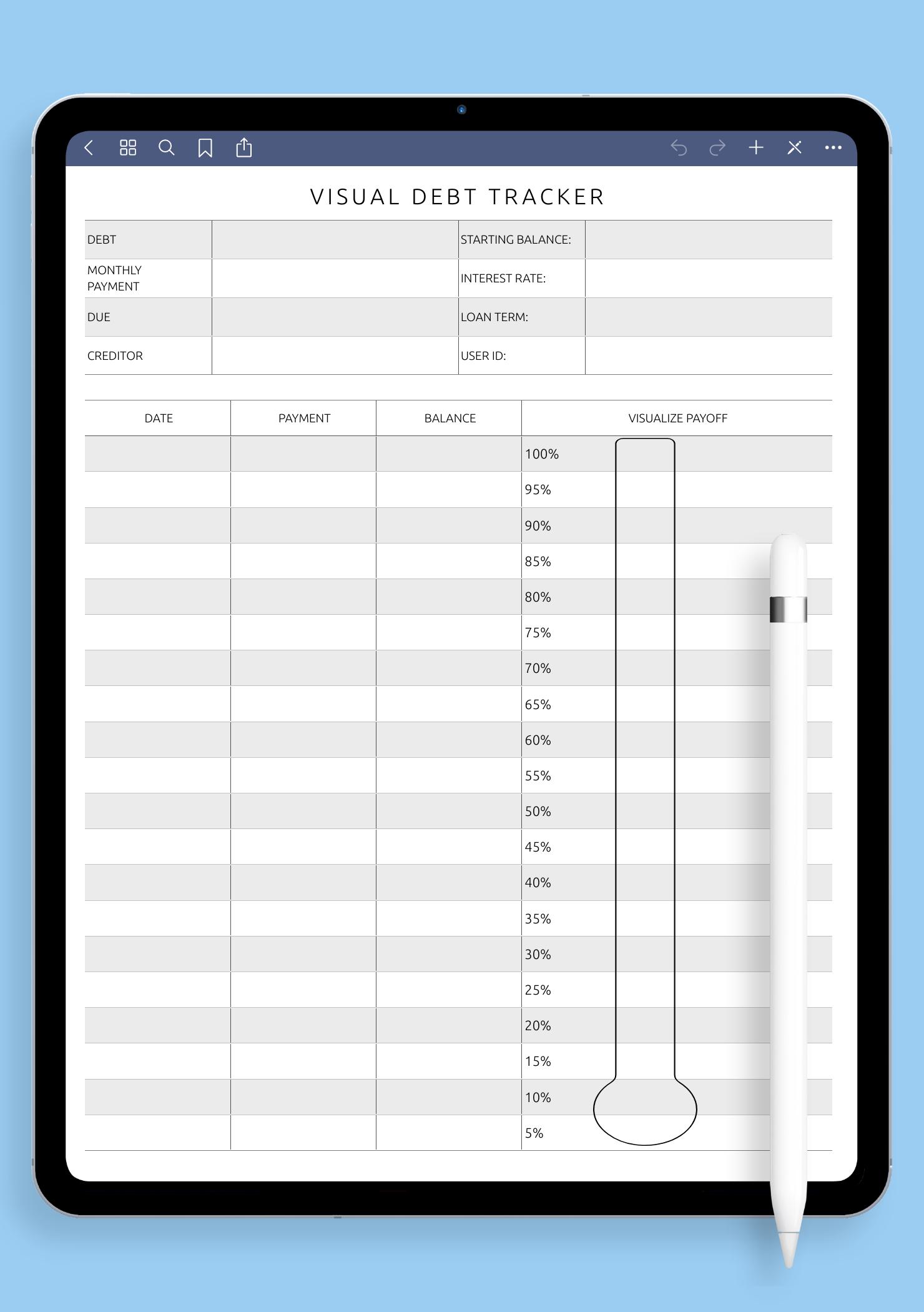 Download Printable Visual Debt Tracker Template PDF