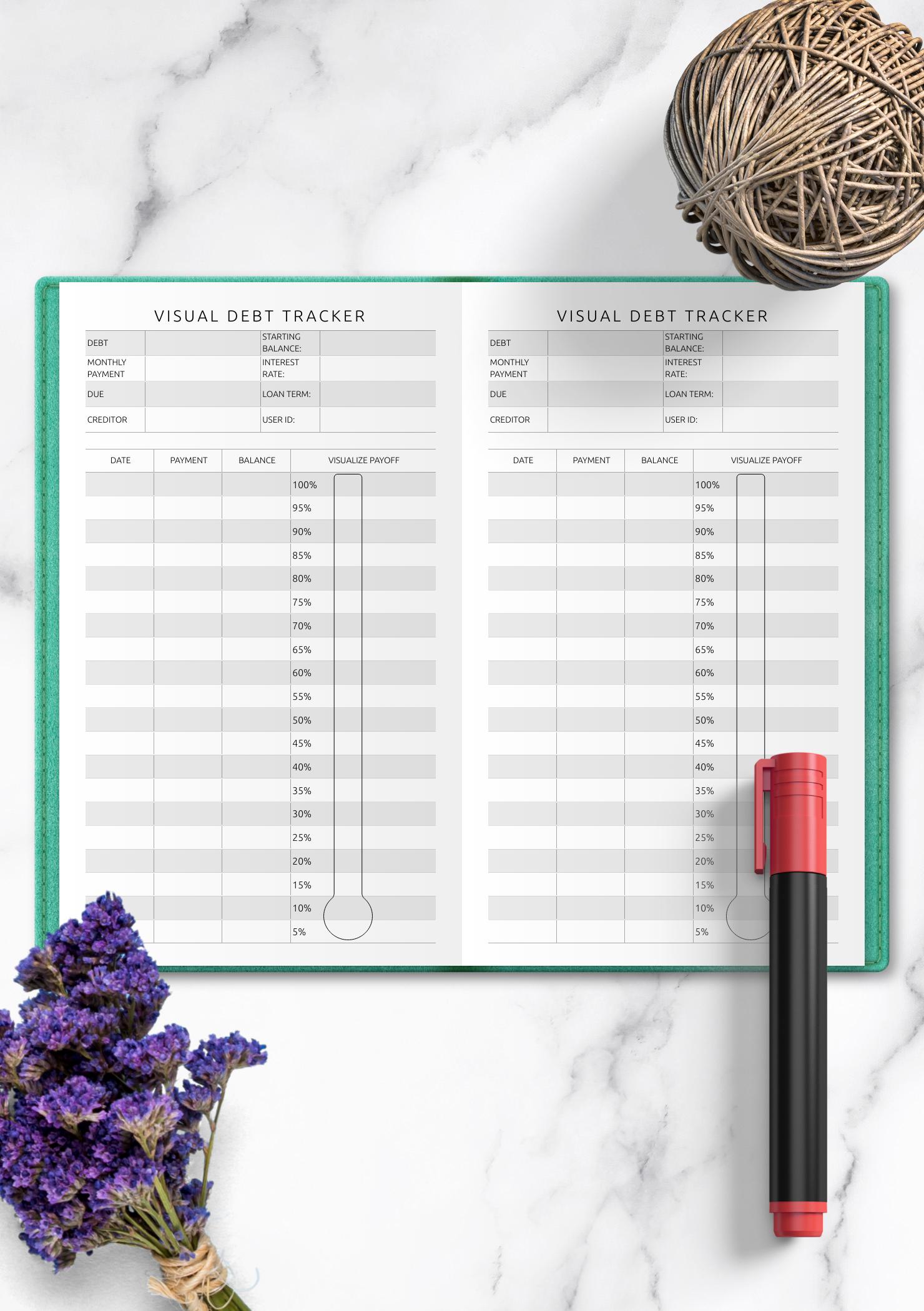 Download Printable Visual Debt Tracker Template PDF